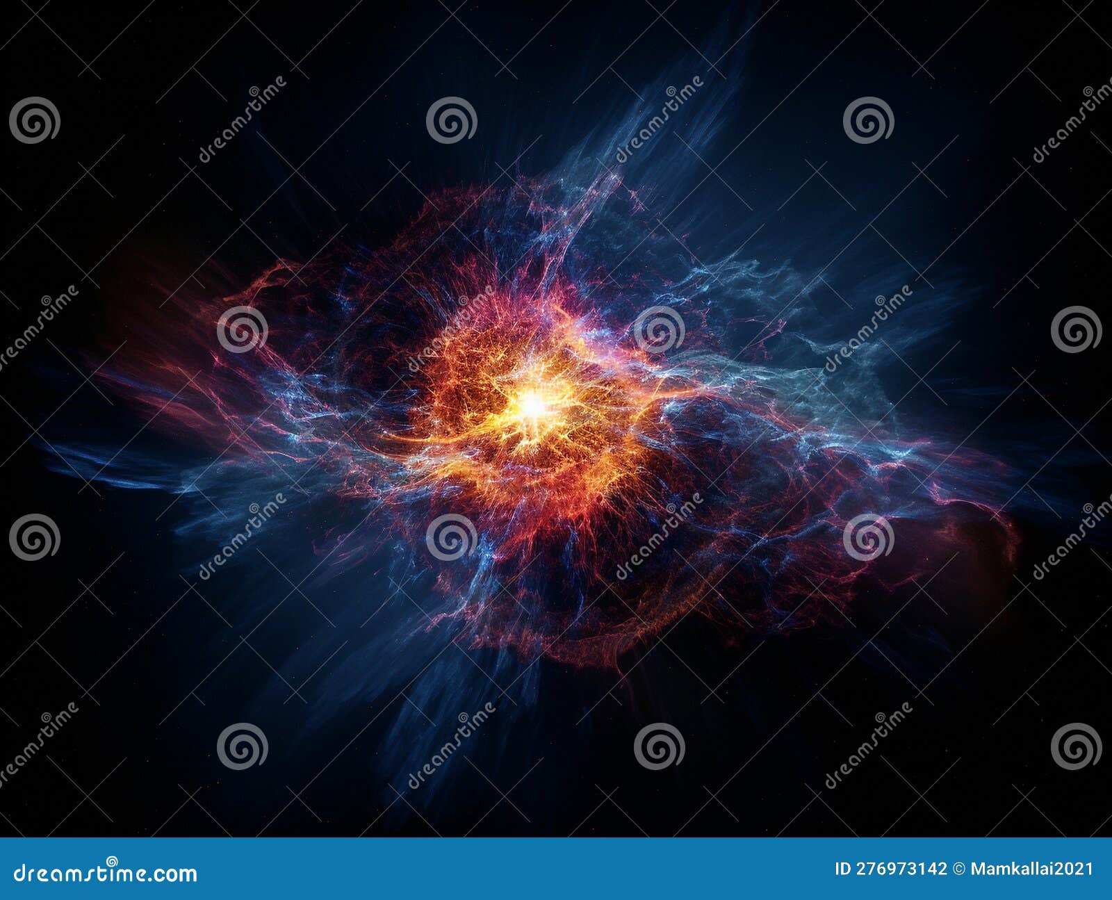 A Supernova Explosion Radiating Out from the Center Stock Illustration ...