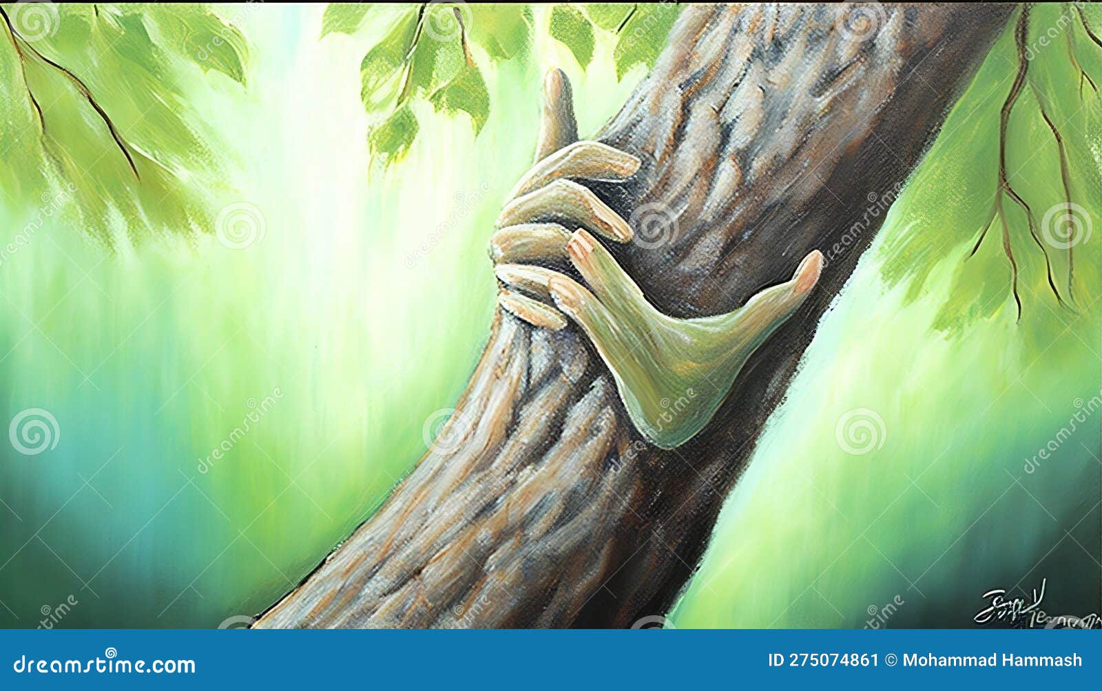 Loving Touch on the Tree, Made with Generative AI Stock Illustration ...
