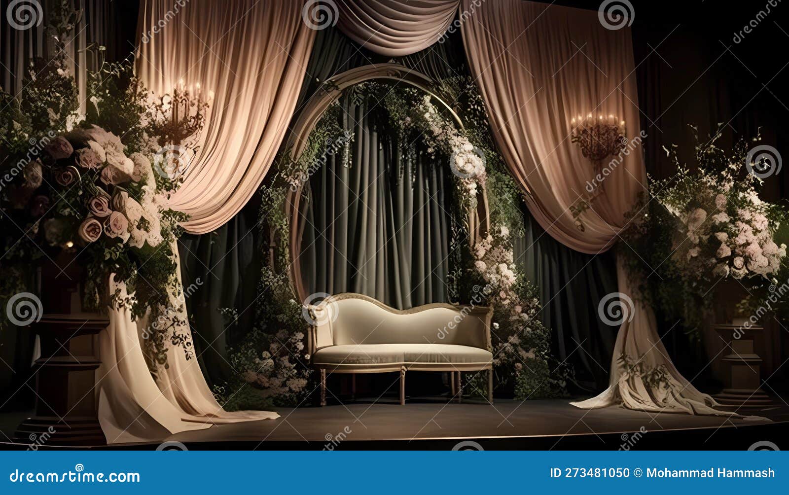 Romantic Wedding Backdrop, Made with Generative AI Stock Illustration ...