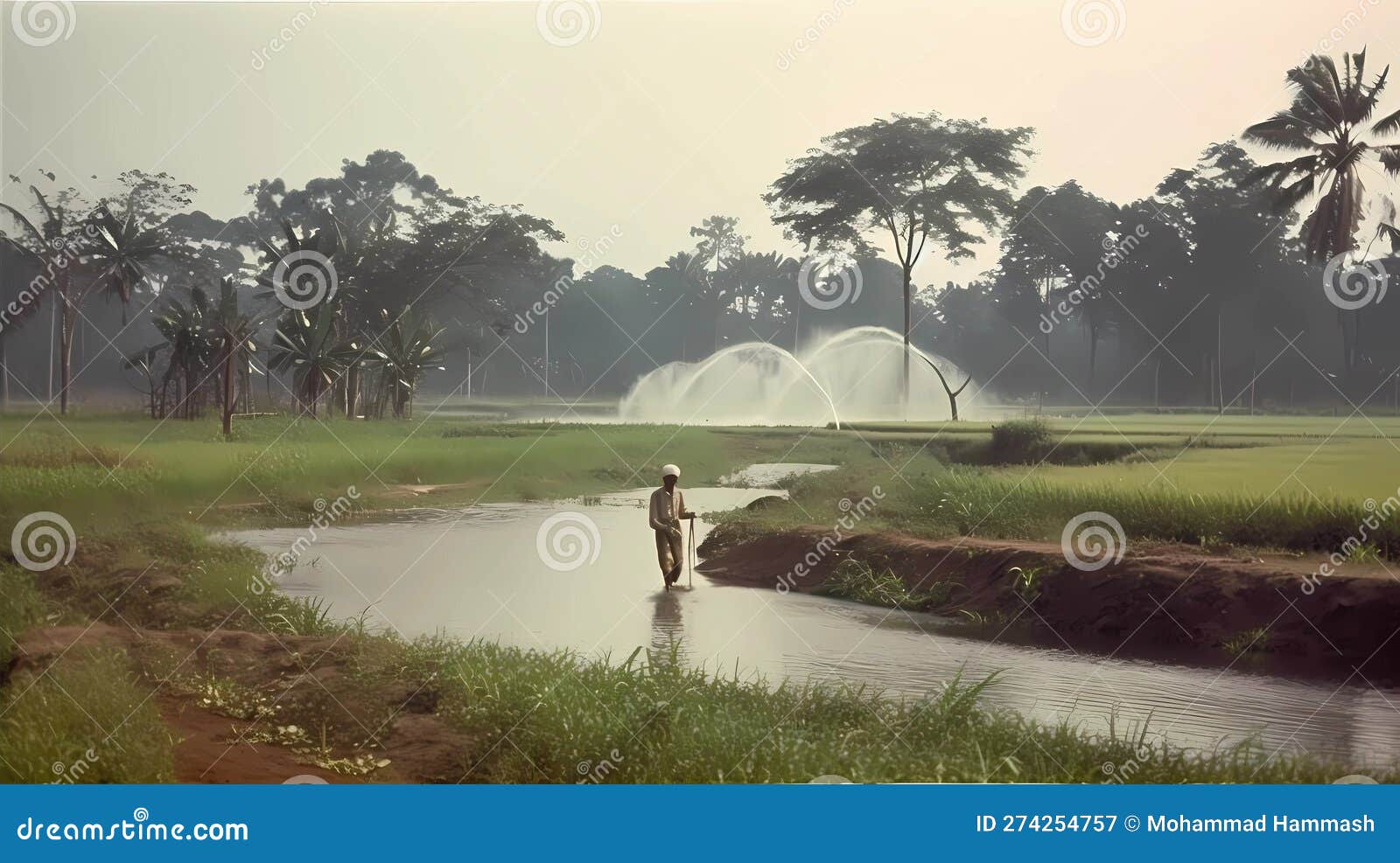 Rushing Water Irrigation, Made with Generative AI Stock Illustration ...