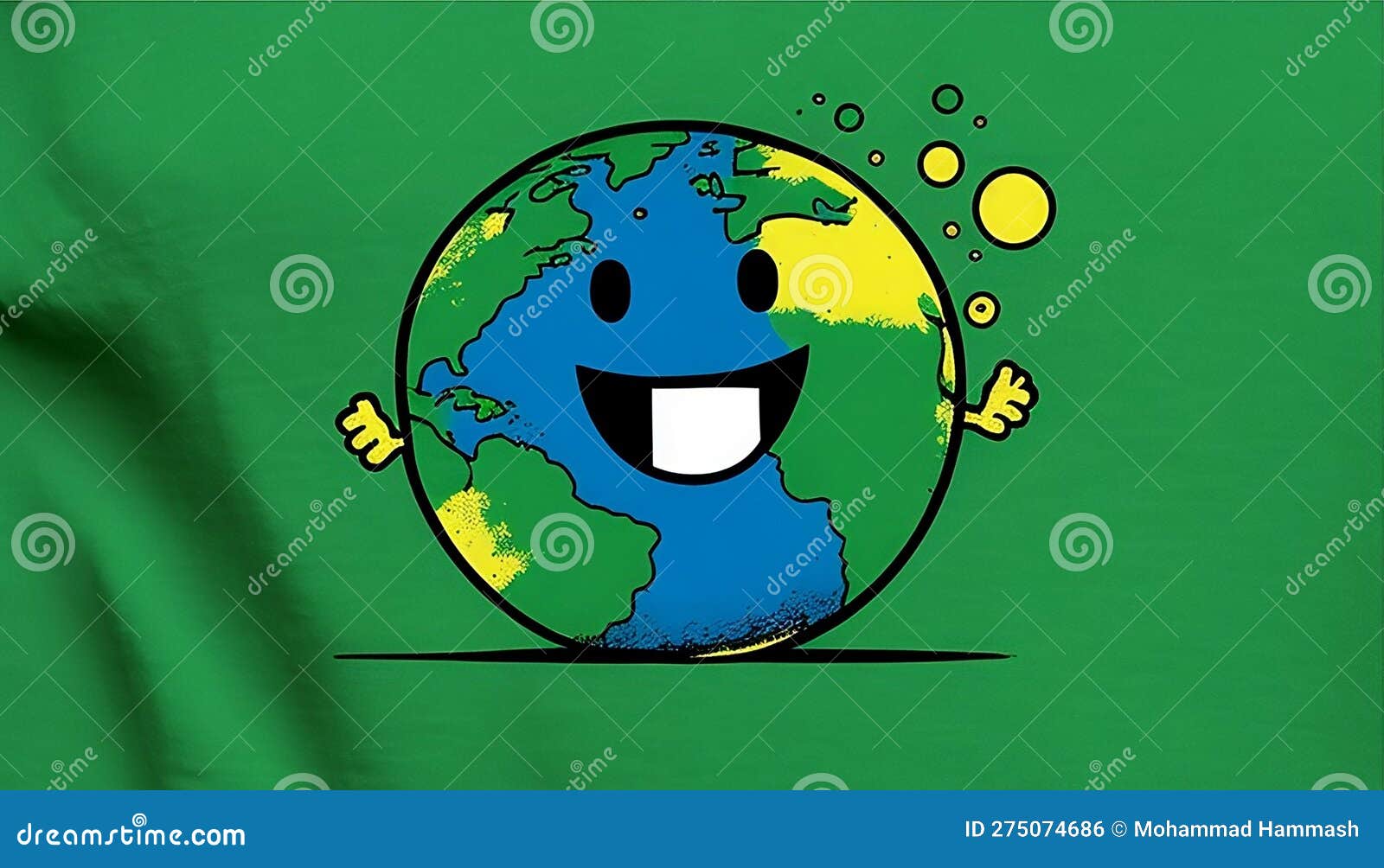 Smiling Earth with Tiny Arm Logo, Made with Generative AI Stock ...