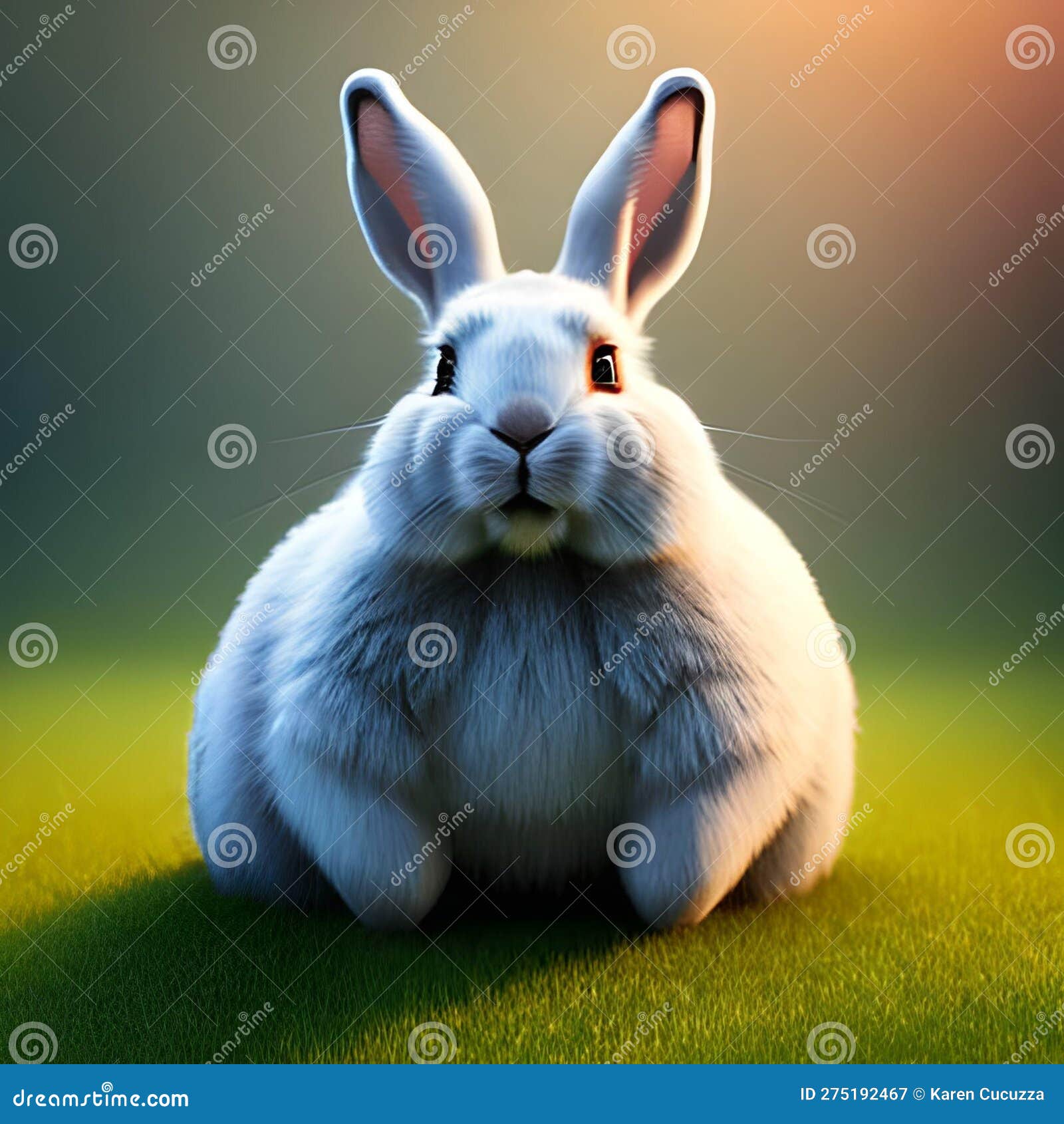 White Bunny Illustration Front on View Stock Illustration ...