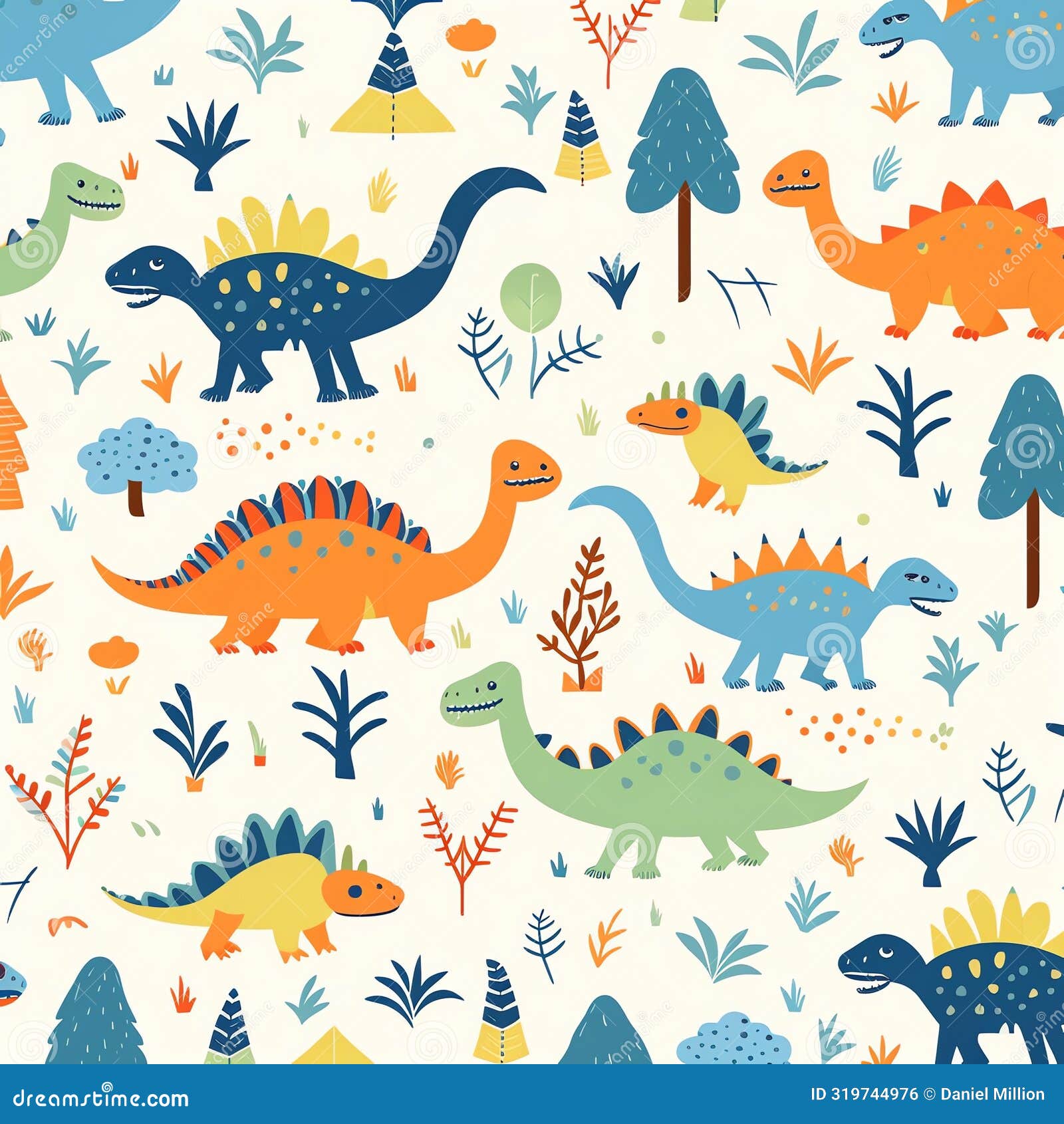 Dinosaur Pattern Background, Design Seamless Pattern, for Nursery ...