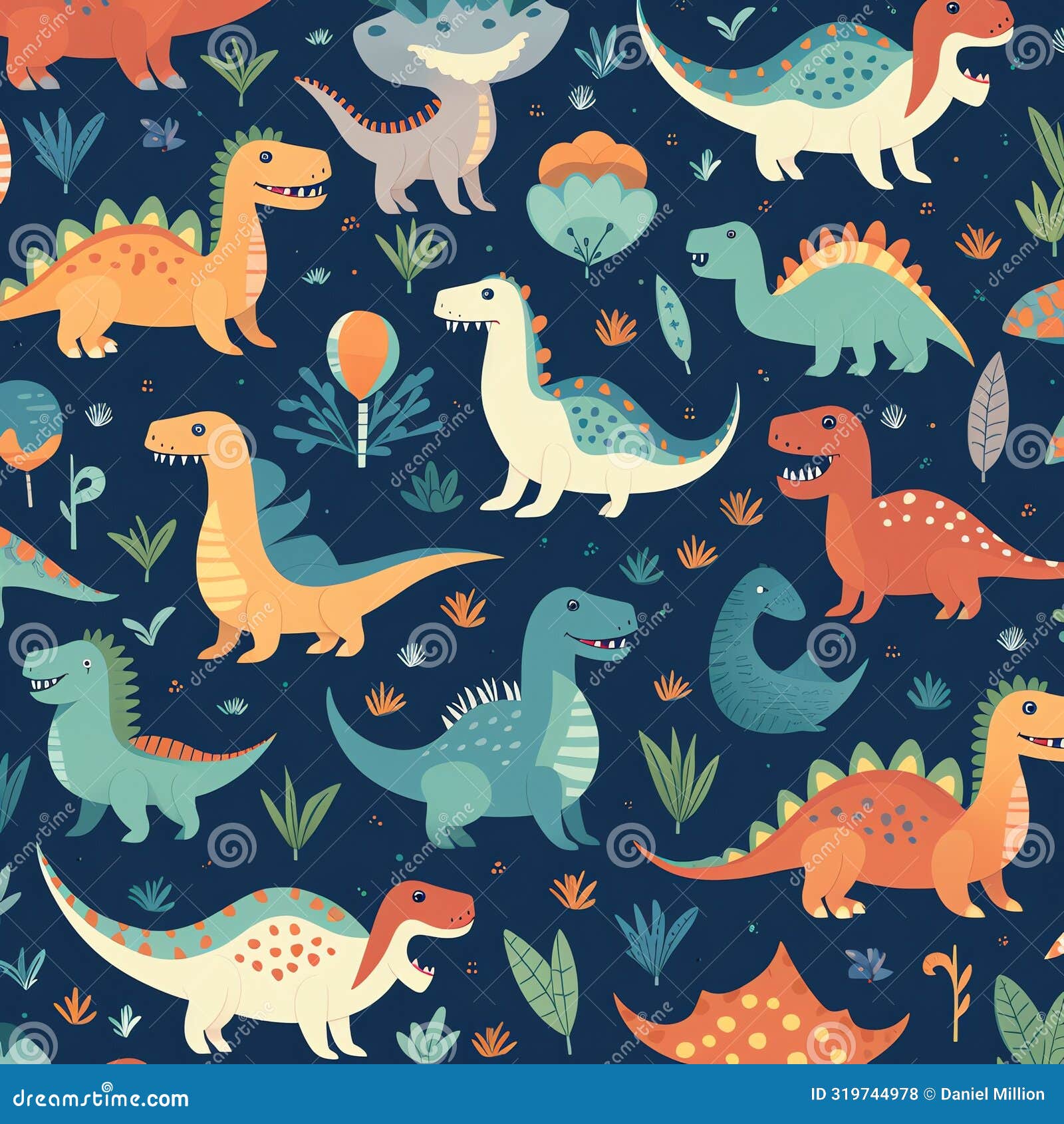 Dinosaur Pattern Background, Design Seamless Pattern, for Nursery ...