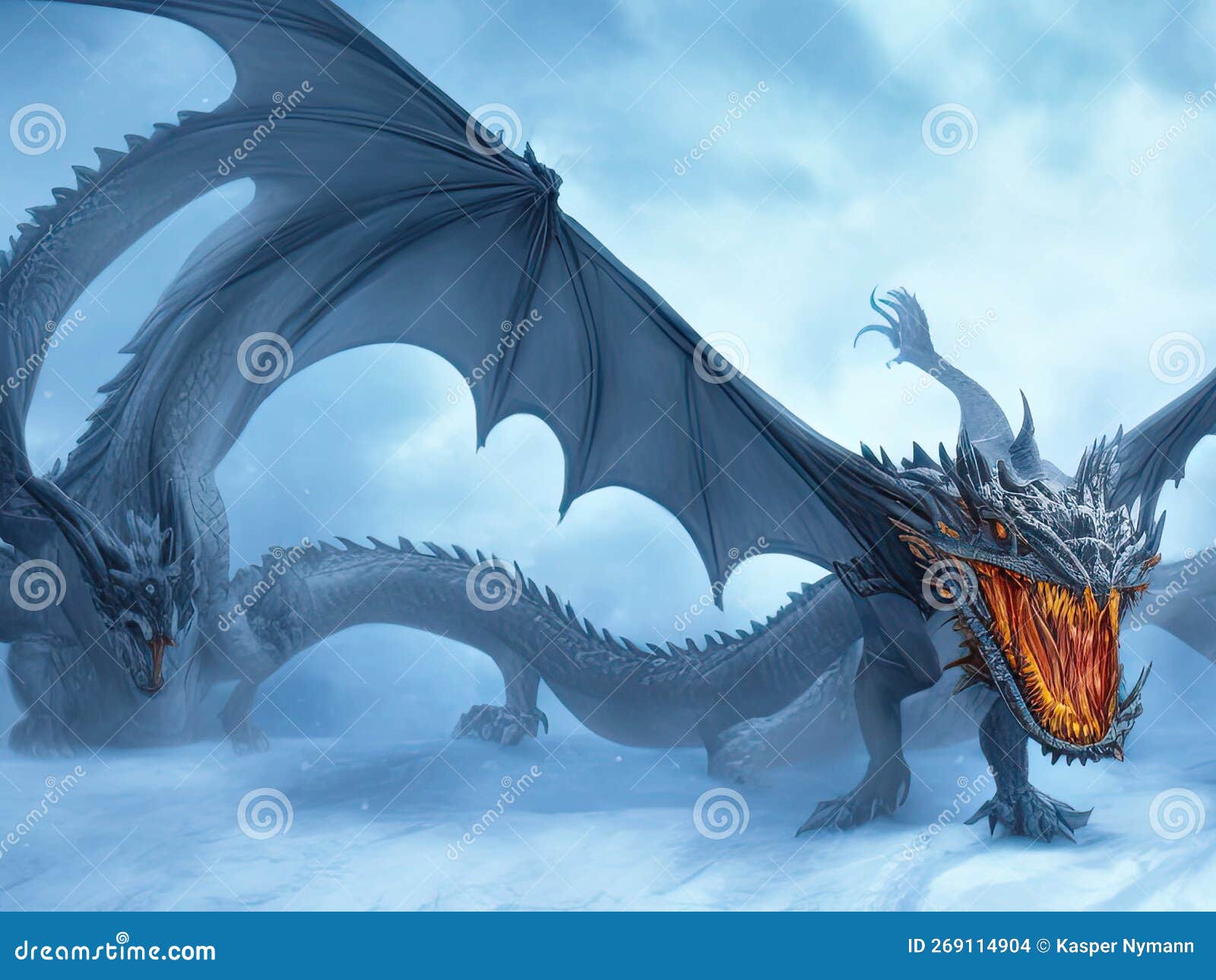 AI Generated Image of Dragon with a Large Head a Big Sharp Yellow Teeth ...