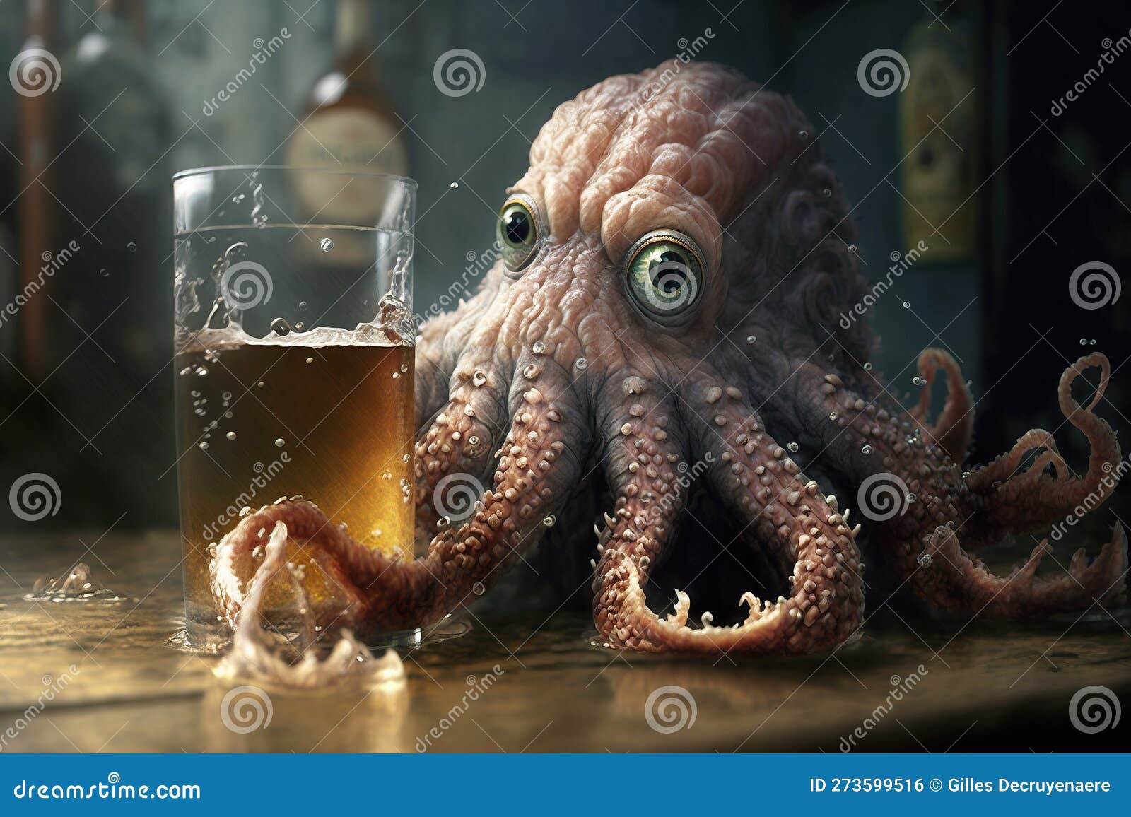 Drunk Octopus in a Pub, Generated AI Stock Photo - Image of octopus ...