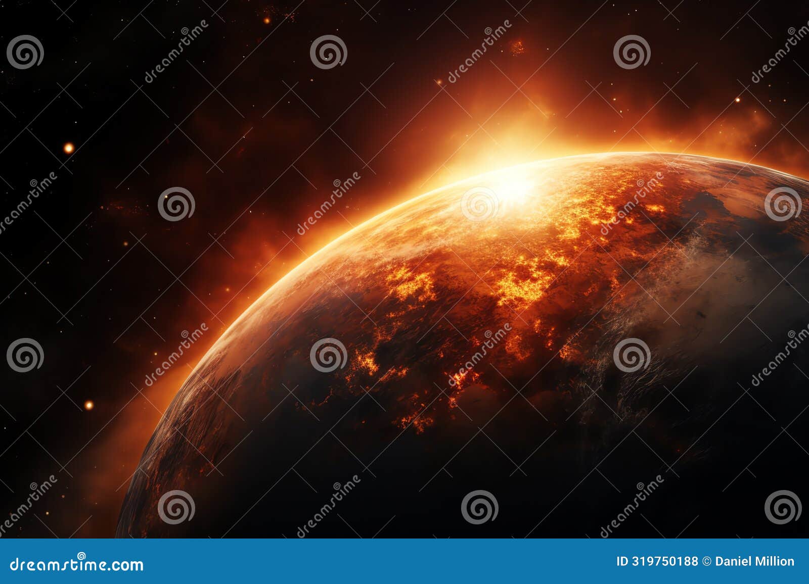 Earth Illustration with Backlight in Outer Space, Solar System Element ...