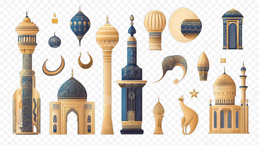 Eid Elements Set stock illustration. Illustration of moslem - 341474755