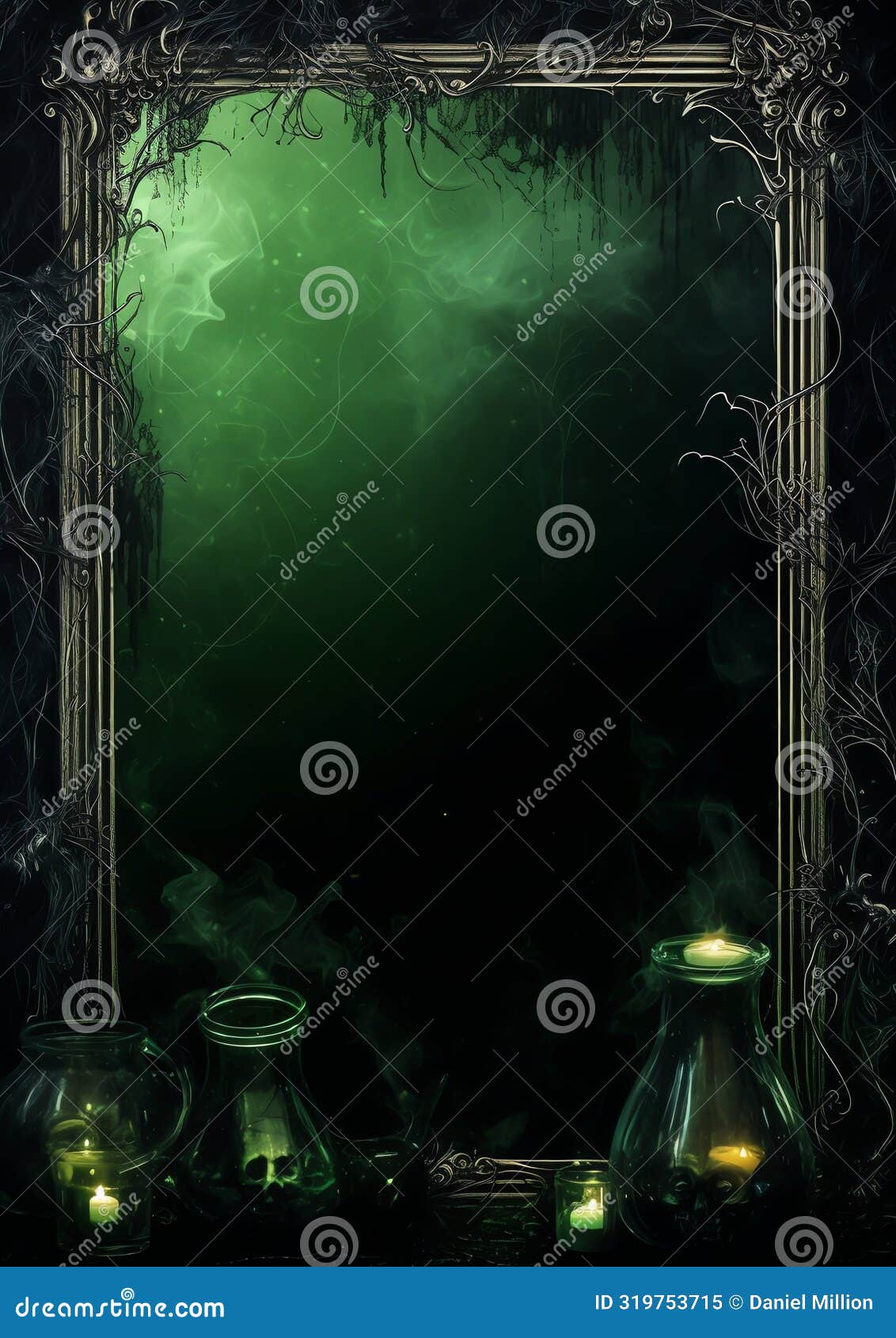 Emerald Witch Potion Halloween Frame Border Stock Illustration ...