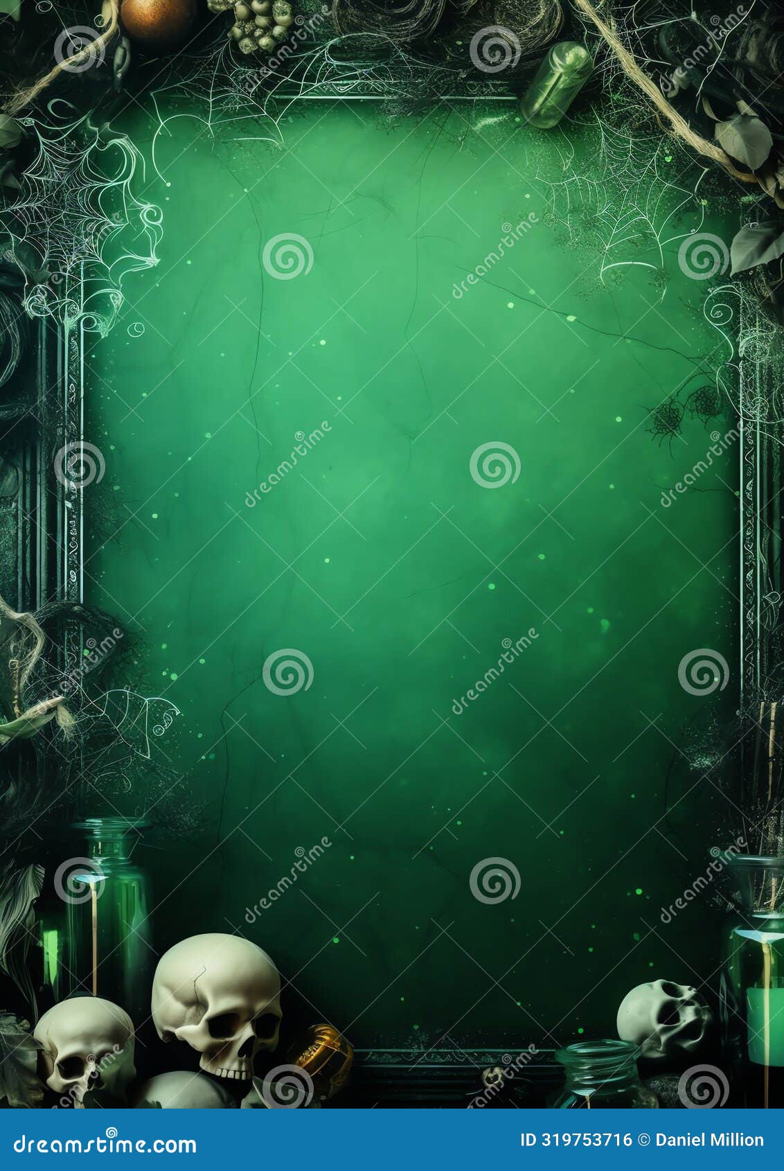 Emerald Witch Potion Halloween Frame Border Stock Illustration ...