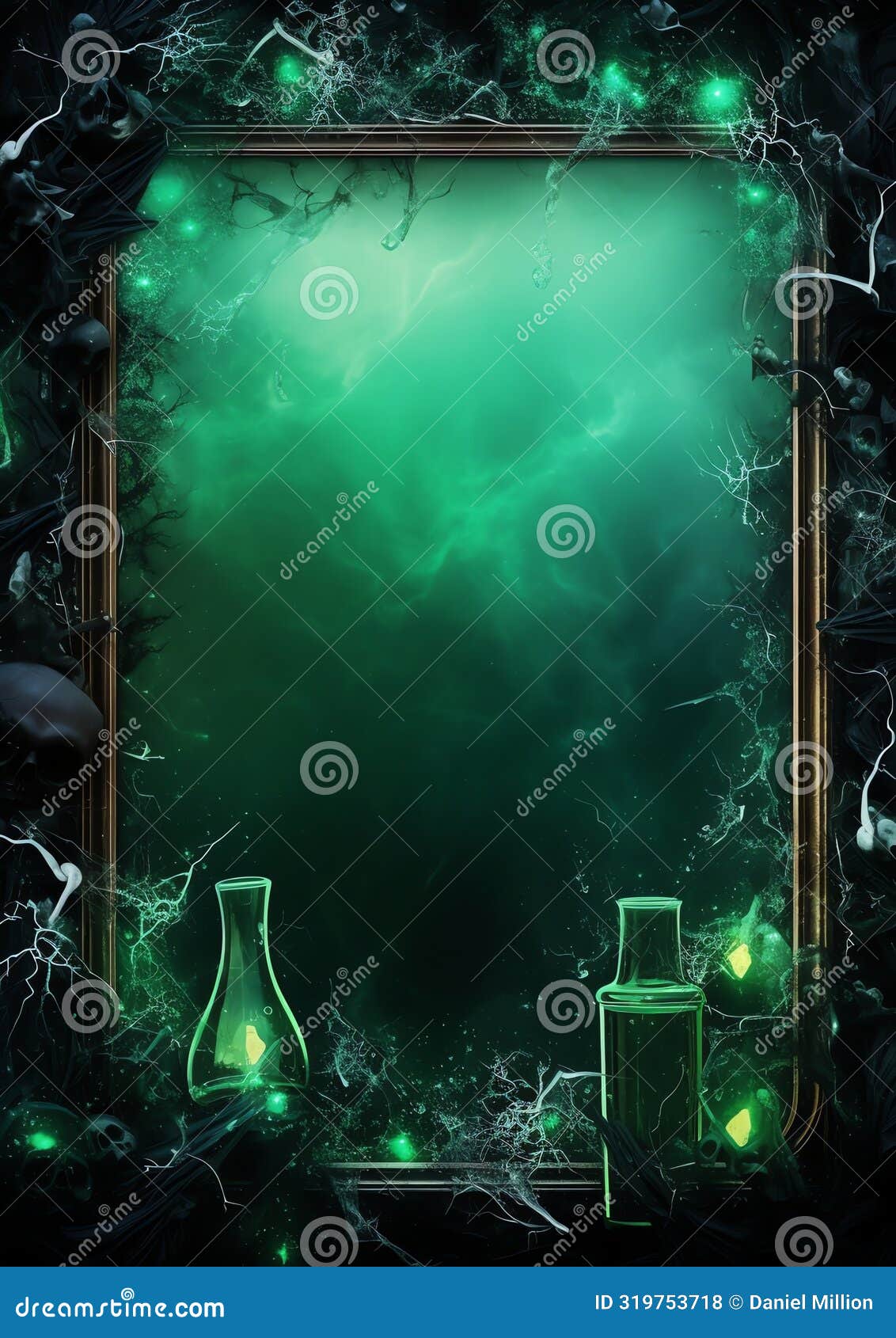 Emerald Witch Potion Halloween Frame Border Stock Illustration ...