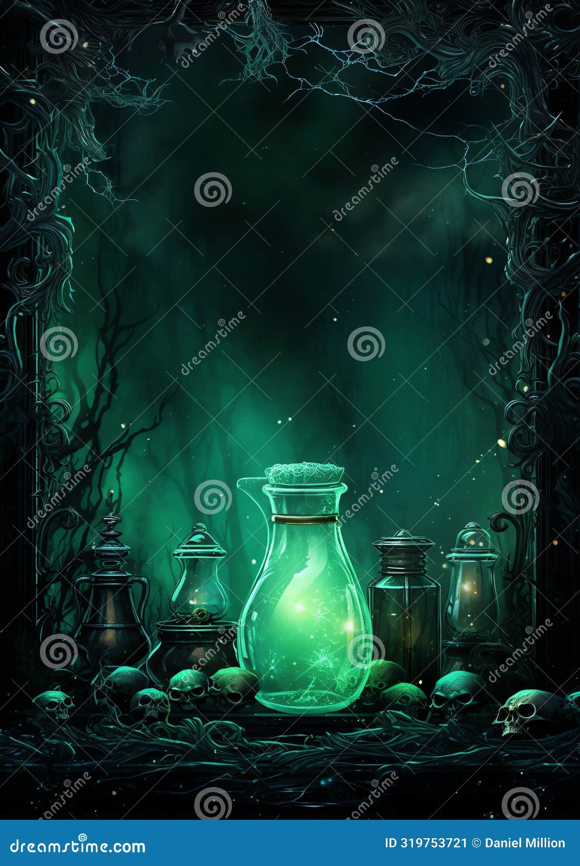 Emerald Witch Potion Halloween Frame Border Royalty-Free Stock ...