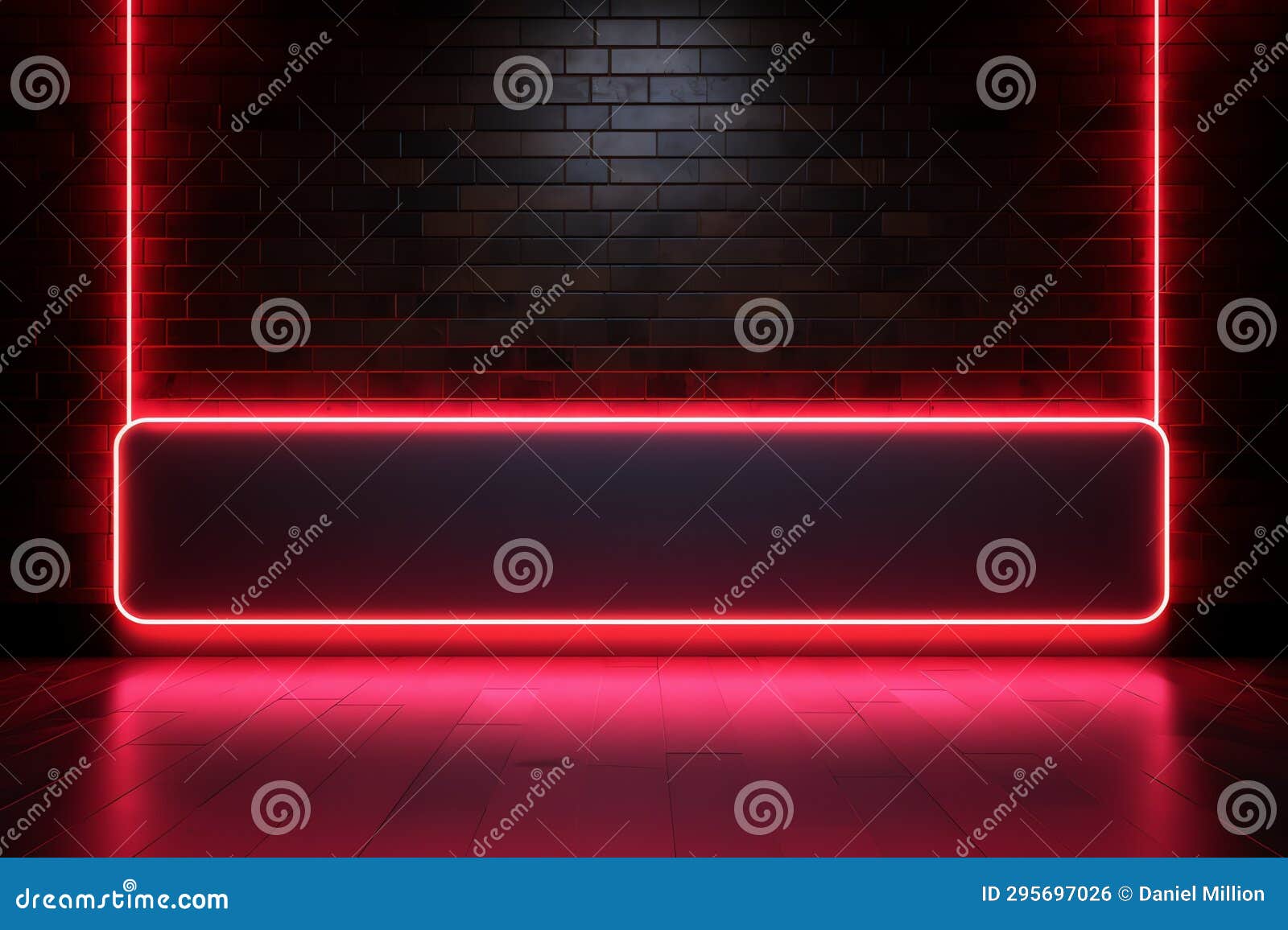 Empty Neon Light Office Wall for Logo Stock Illustration - Illustration ...