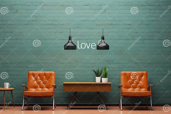 Empty Retro Office Wall for Logo Stock Illustration - Illustration of ...