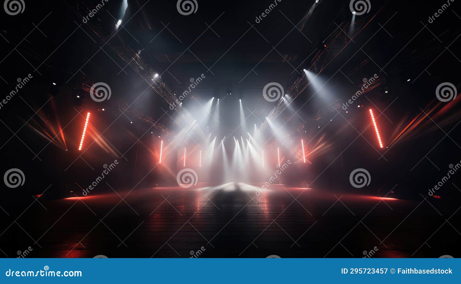 Empty Stage with Colorful Smoke and Spotlight. Stage Lighting Effect ...
