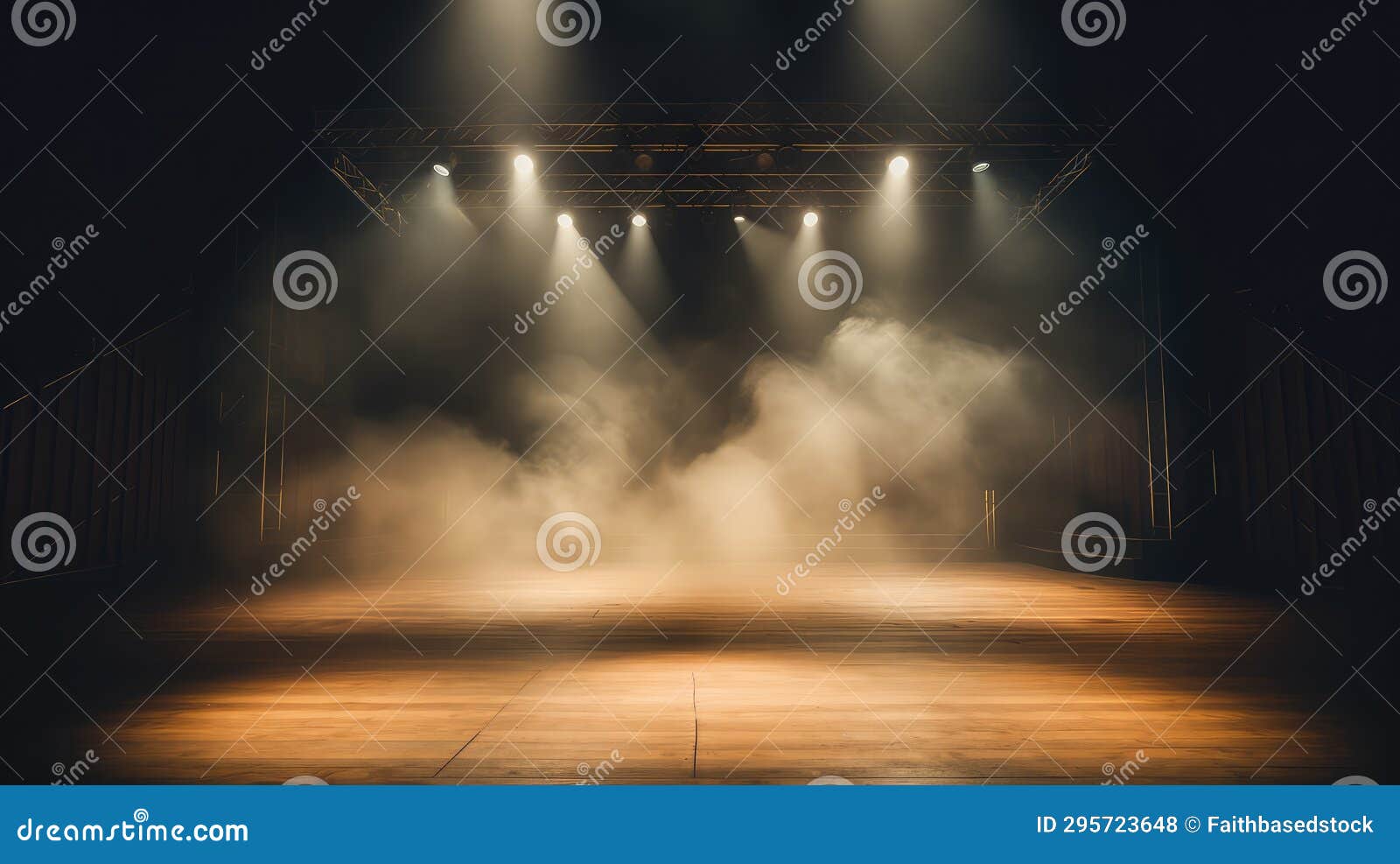 Empty Stage with Smoke and Spotlights. Stock Illustration ...