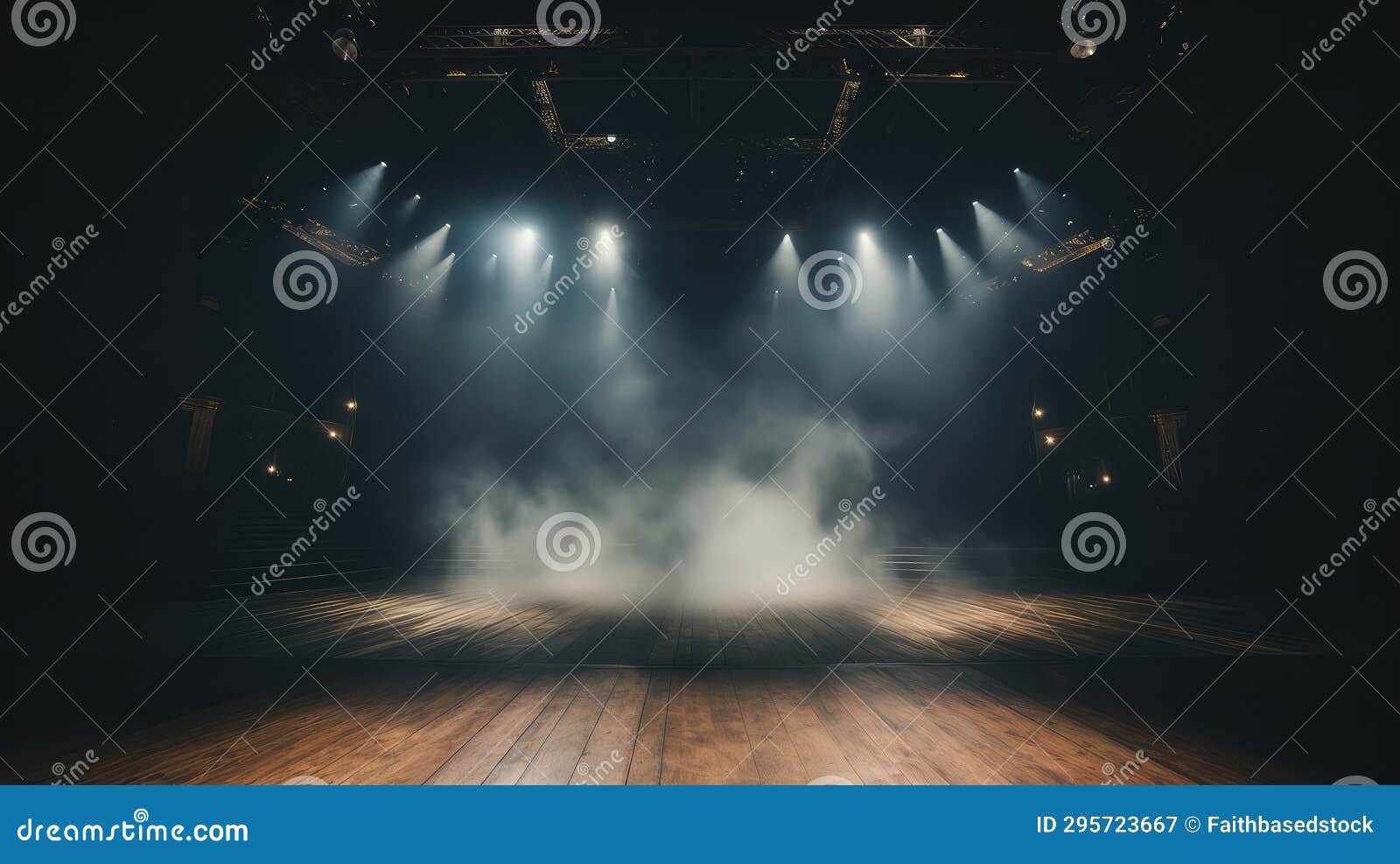 Empty Stage with Smoke and Spotlights. Stock Illustration ...