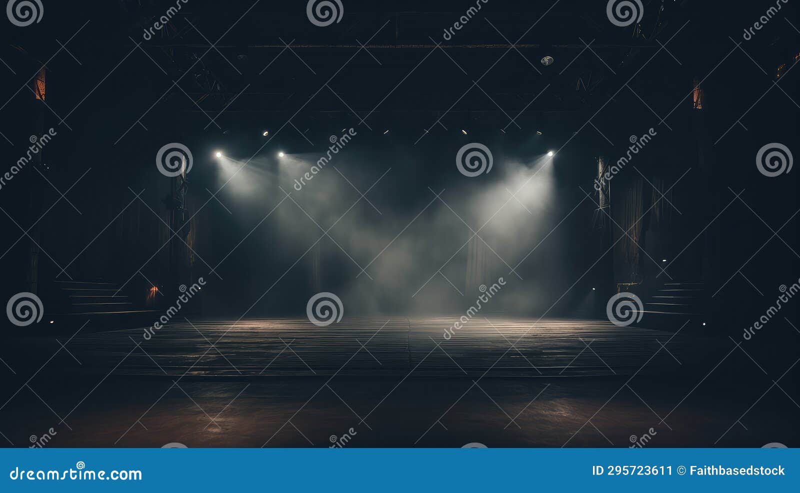 Empty Stage with Smoke and Spotlights. Stock Illustration ...