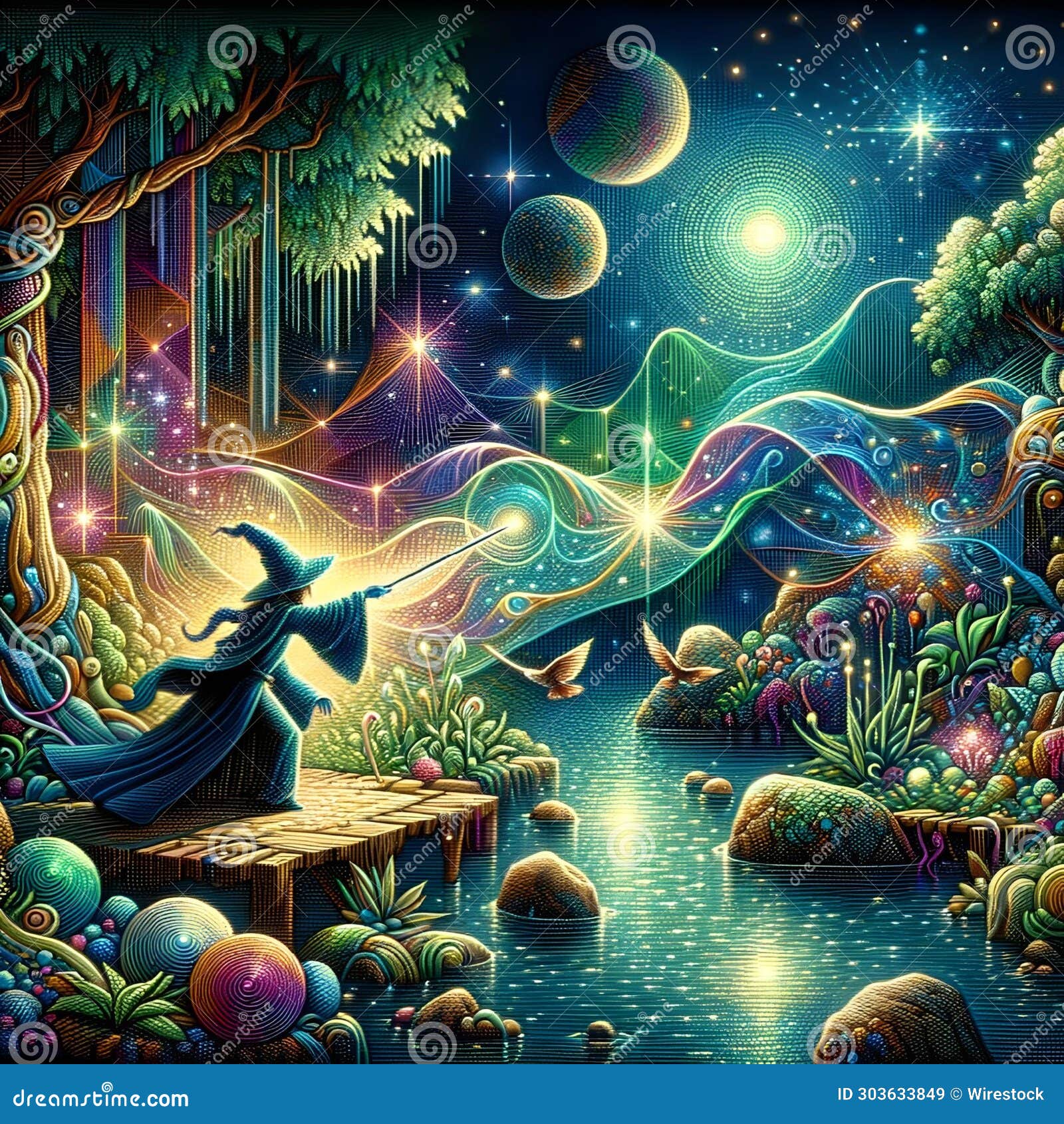 Enchanted Wizard S Garden: AI-Generated Digital Art Stock Image - Image ...