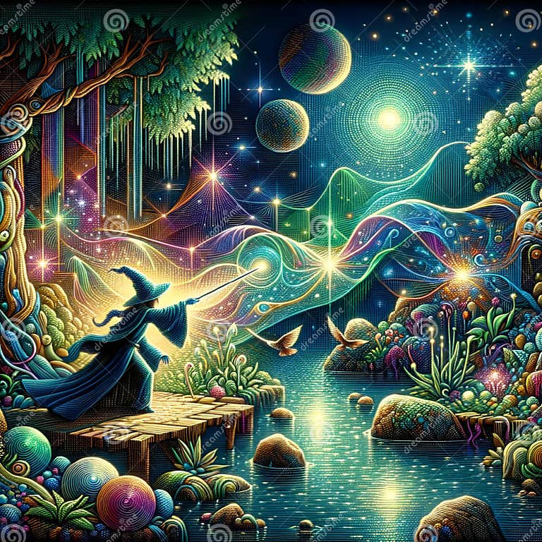 Enchanted Wizard S Garden: AI-Generated Digital Art Stock Image - Image ...