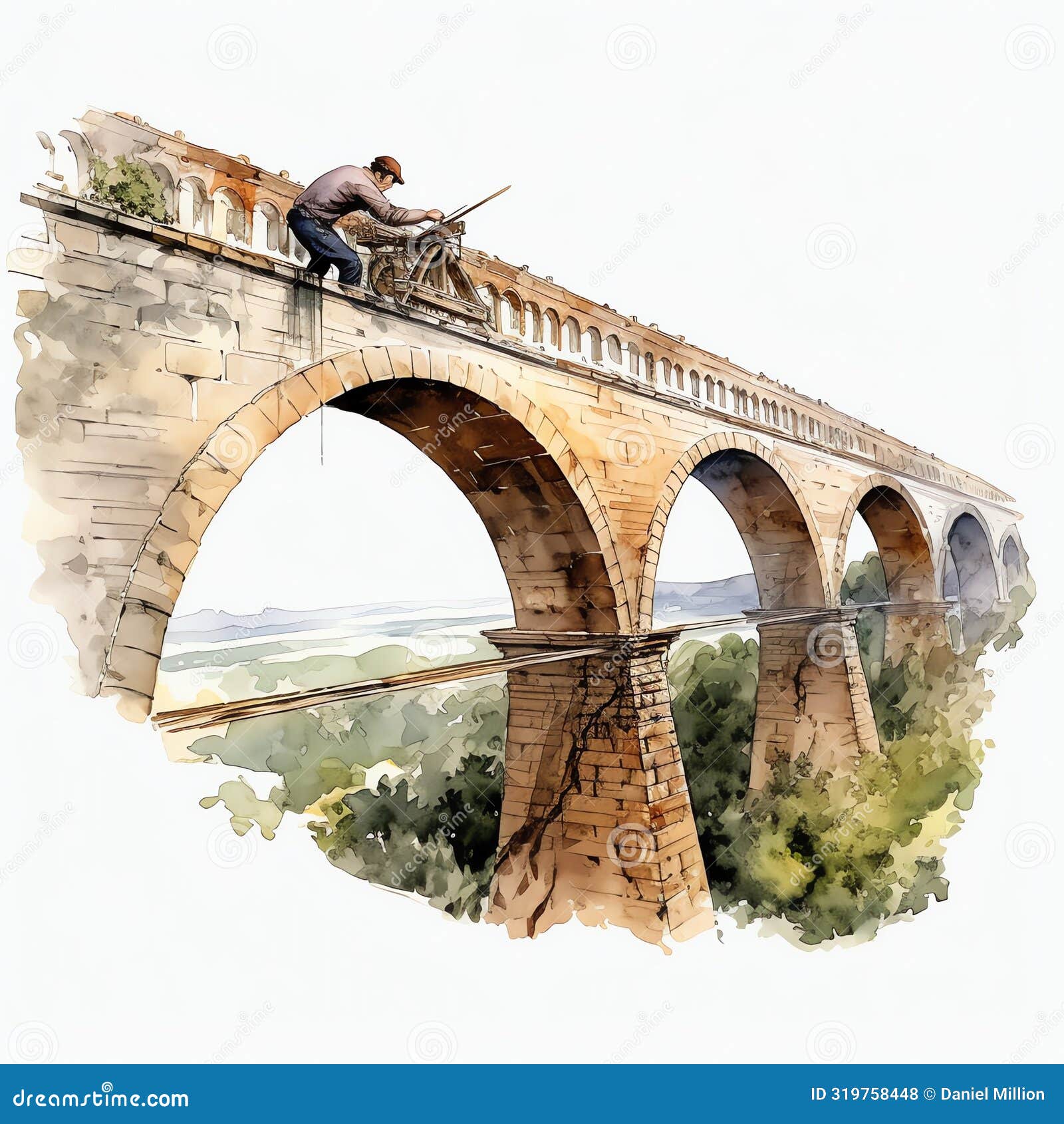 Trajan Bridge, Vintage Illustration | CartoonDealer.com #163291892