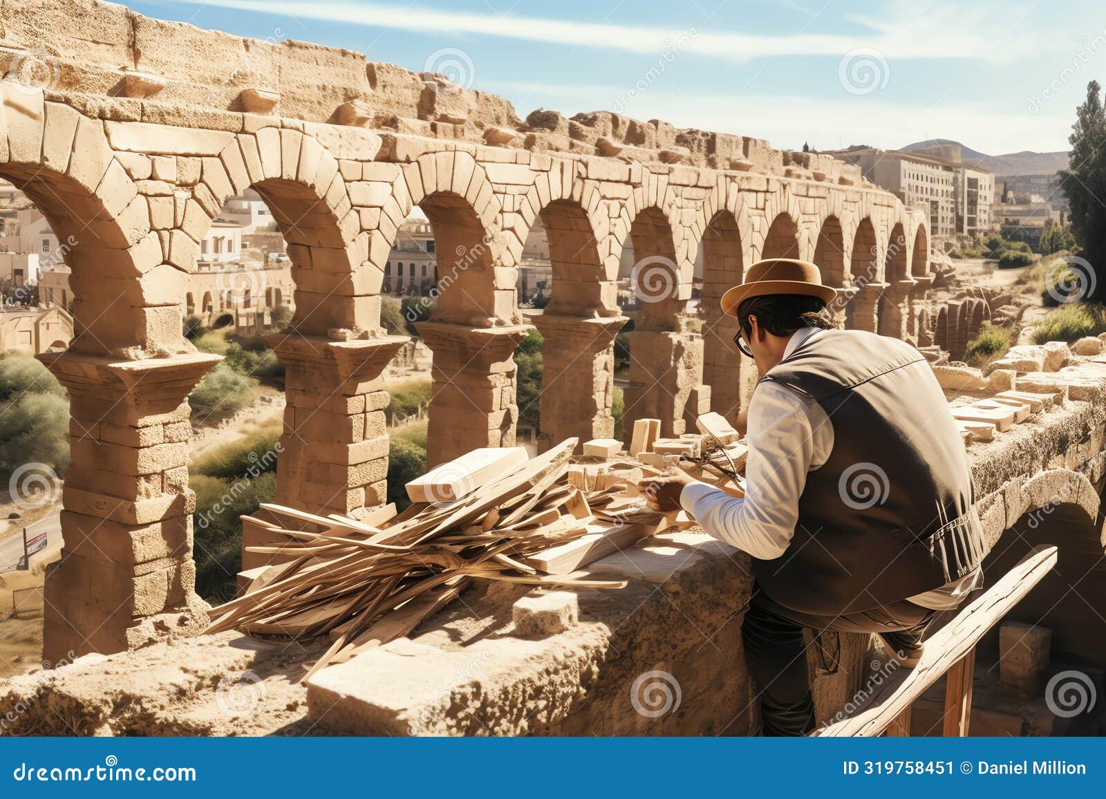 Trajan Bridge, Vintage Illustration | CartoonDealer.com #163291892