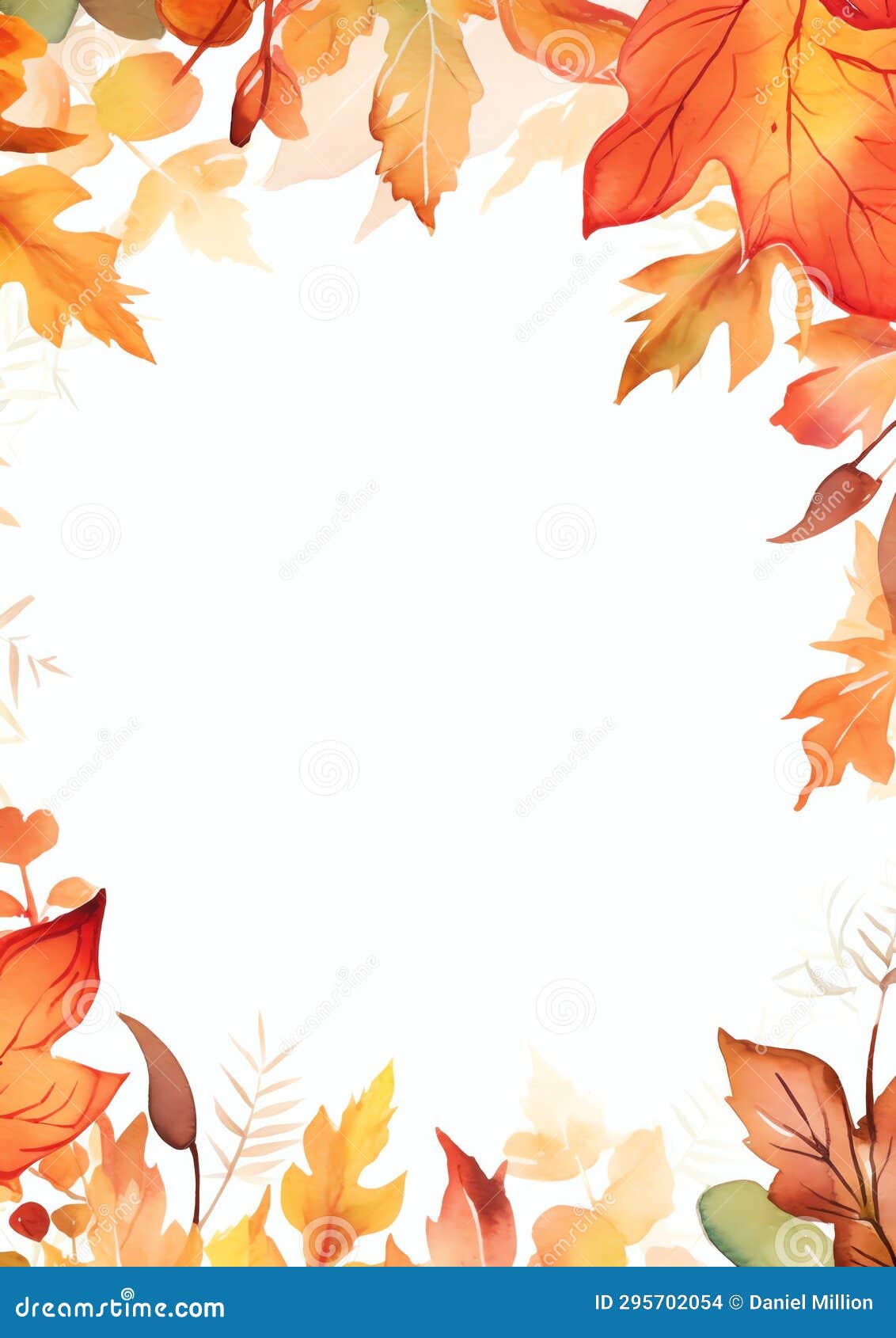 Fall Foliage Backdrop Watercolor Border Frame Stock Illustration ...