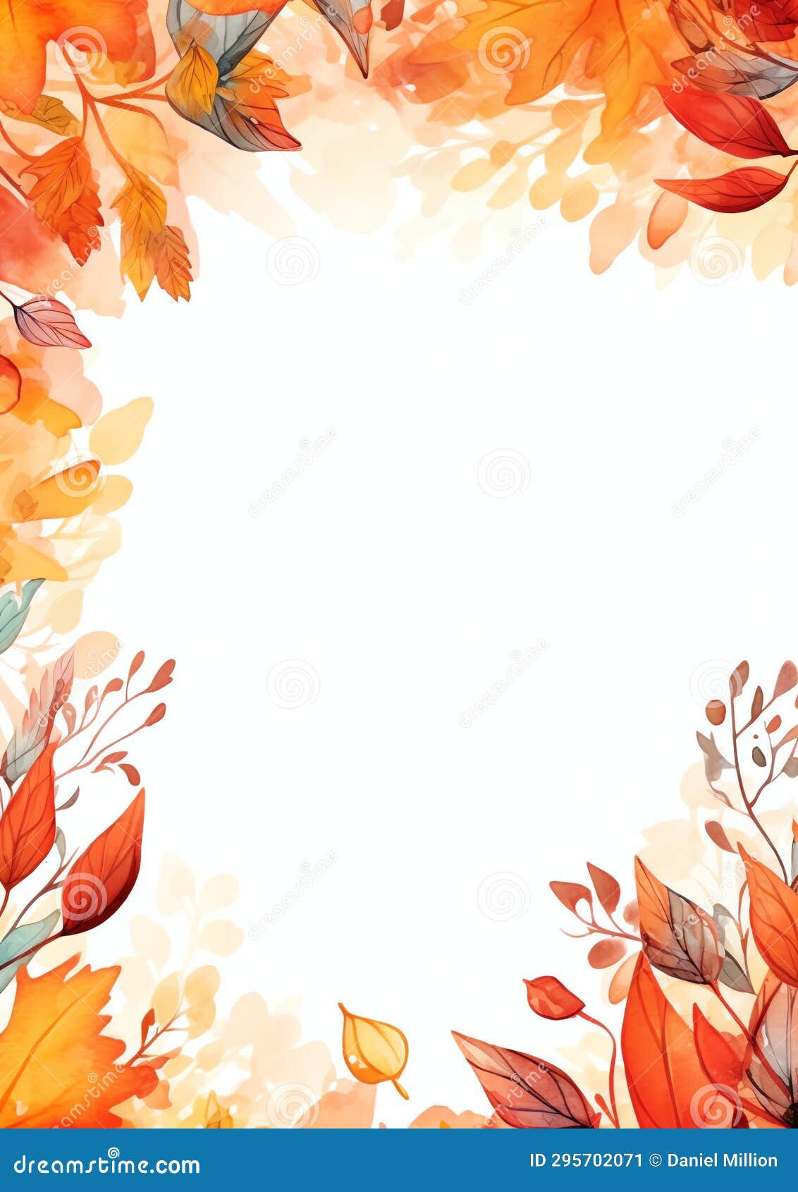 Fall Foliage Backdrop Watercolor Border Frame Stock Illustration ...