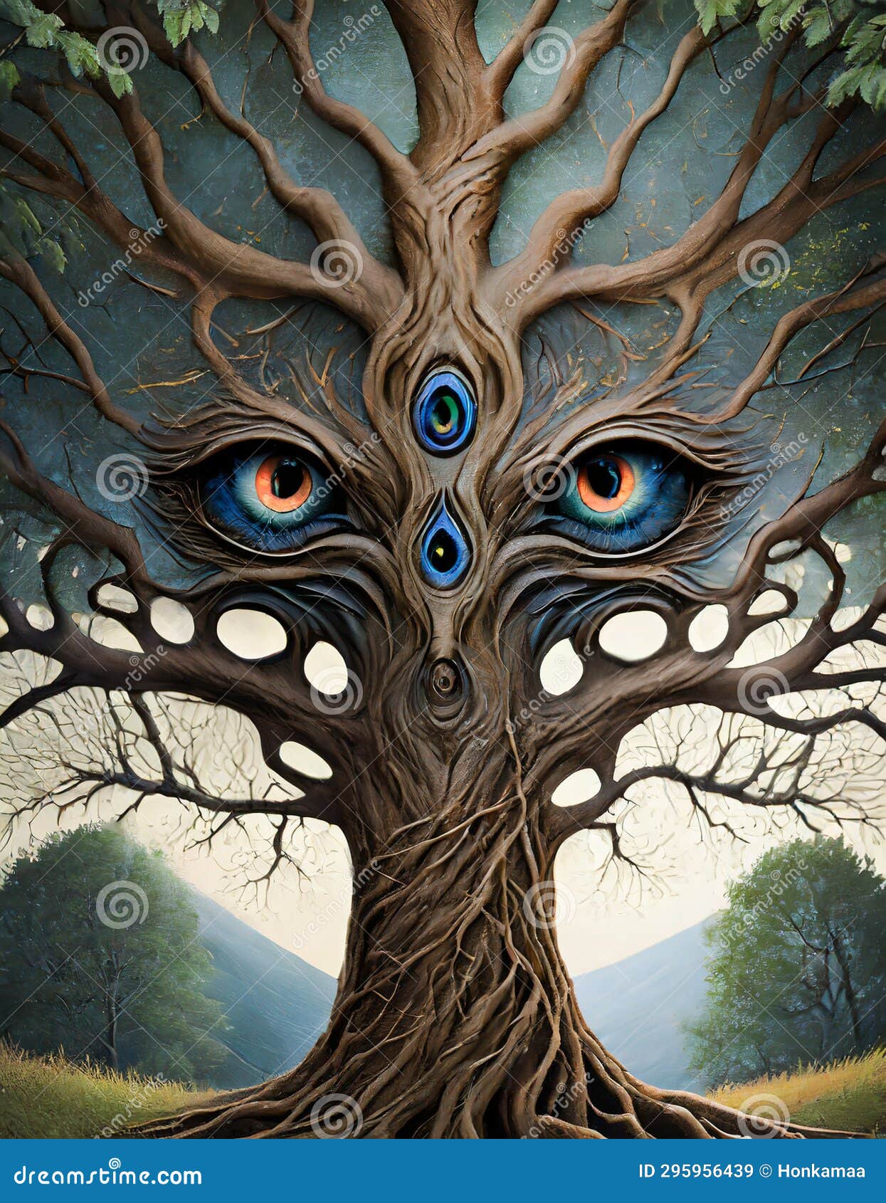 Tree creature stock illustration. Illustration of abyss - 295956439