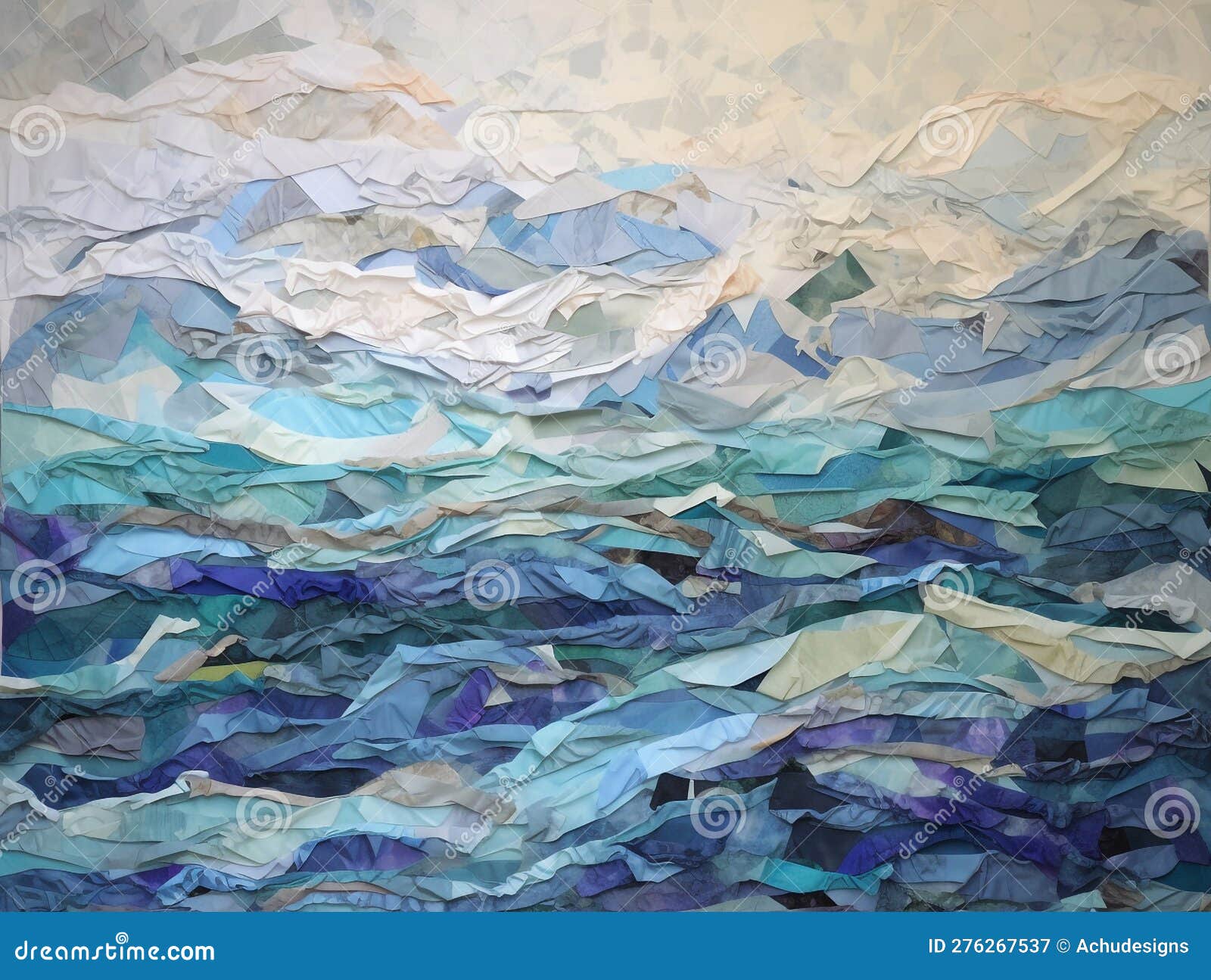 A Seascape with Torn Paper Layers Stock Illustration - Illustration of ...