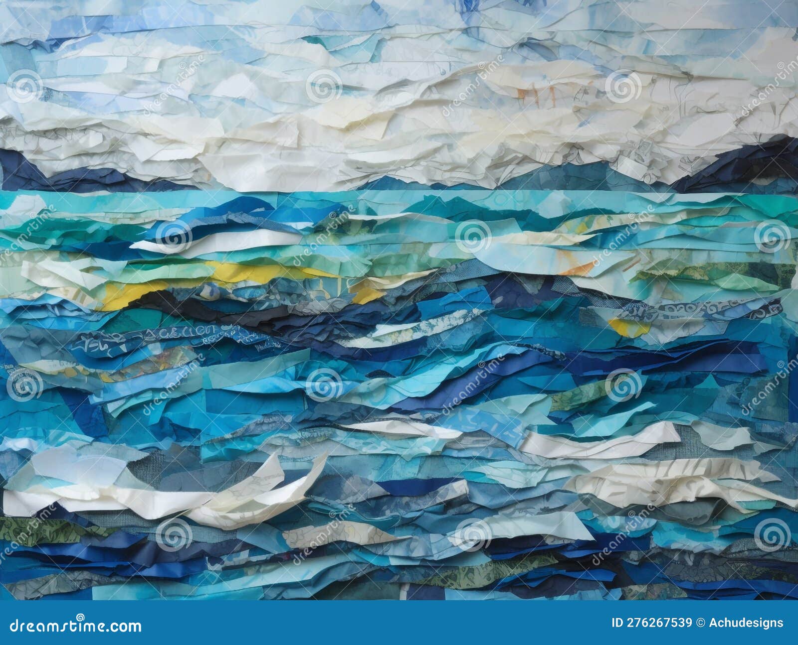 A Seascape with Torn Paper Layers Stock Illustration - Illustration of ...
