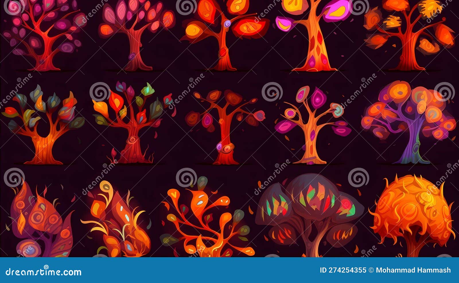 Cartoonish Trees, Made with Generative AI Stock Illustration ...