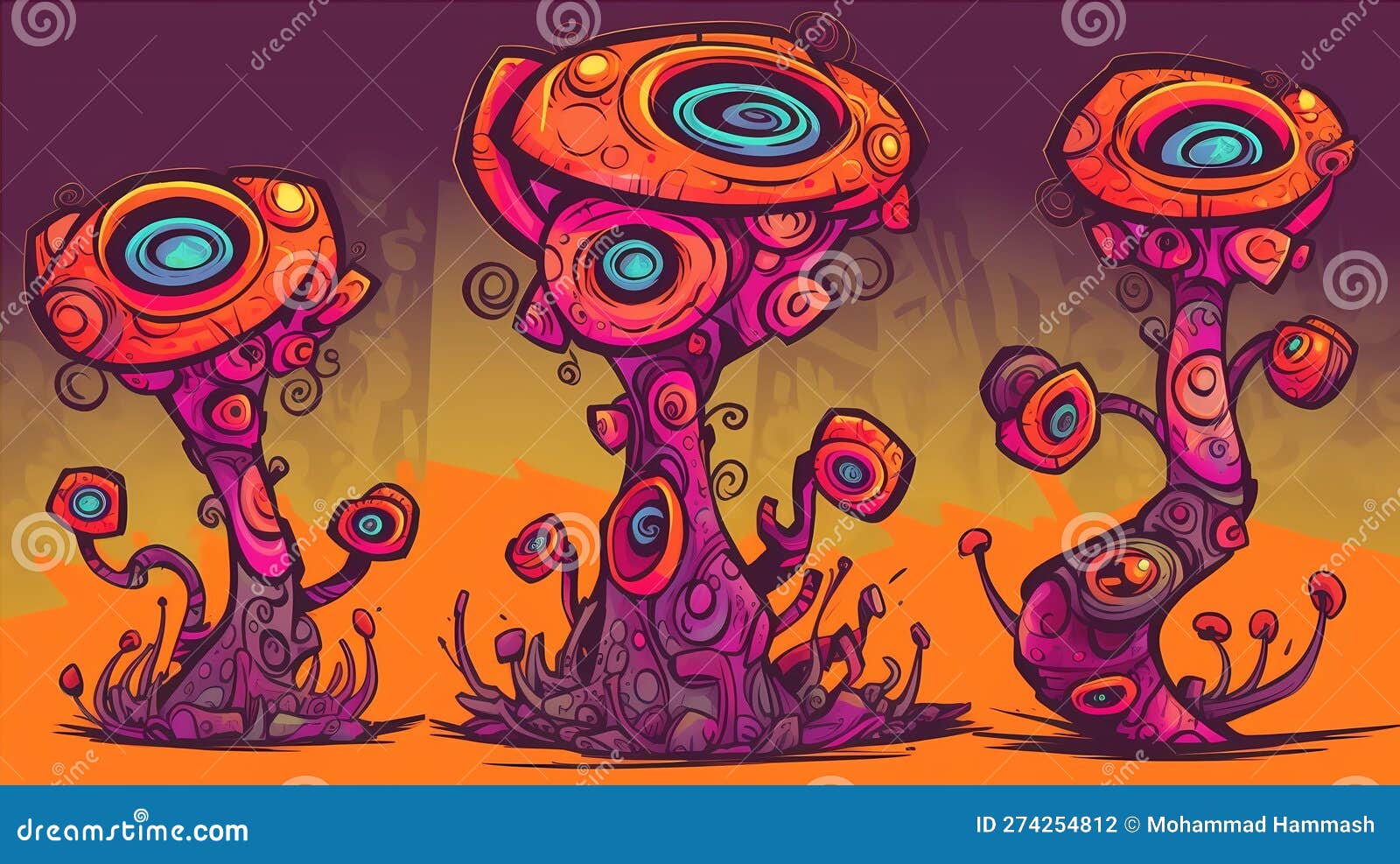 Cartoonish Trees, Made with Generative AI Stock Illustration ...