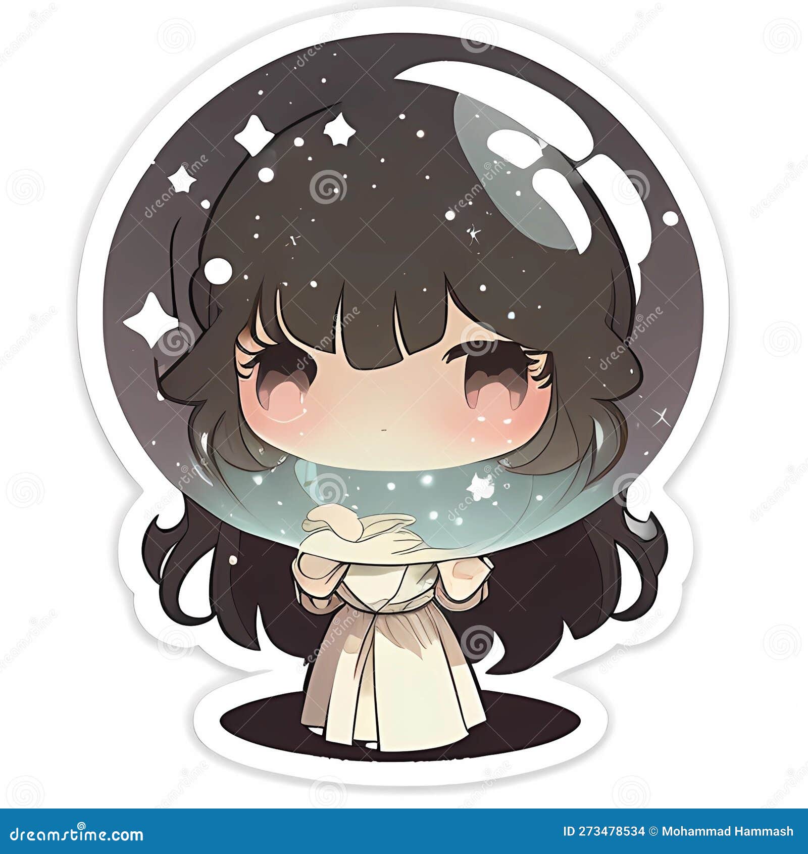 Kawaii Focus Sticker, Made with Generative AI Stock Illustration ...