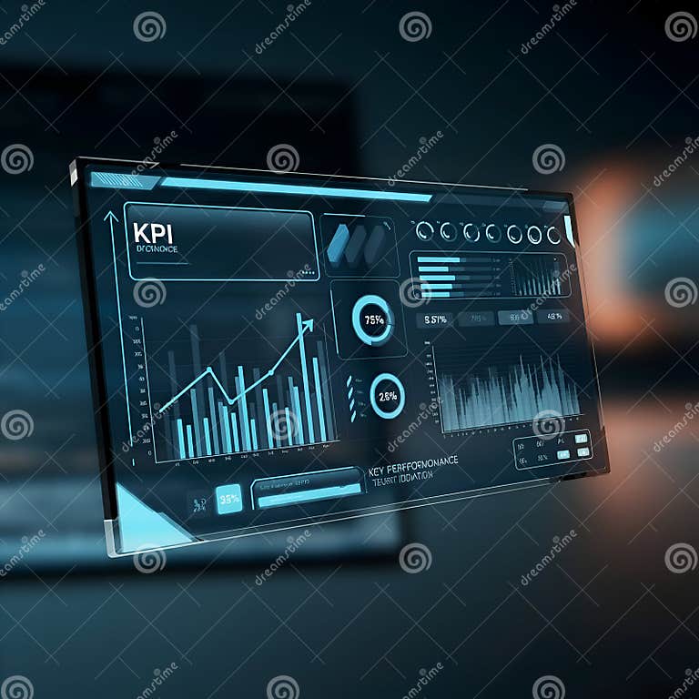 AI Generated Digital Dashboard with Charts, and KPIs Stock Illustration ...