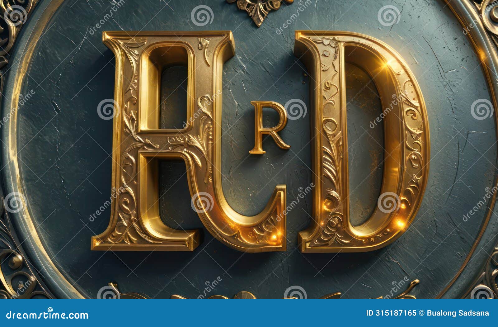 A Gold and Black Sign with the Letters HDR. Stock Illustration ...