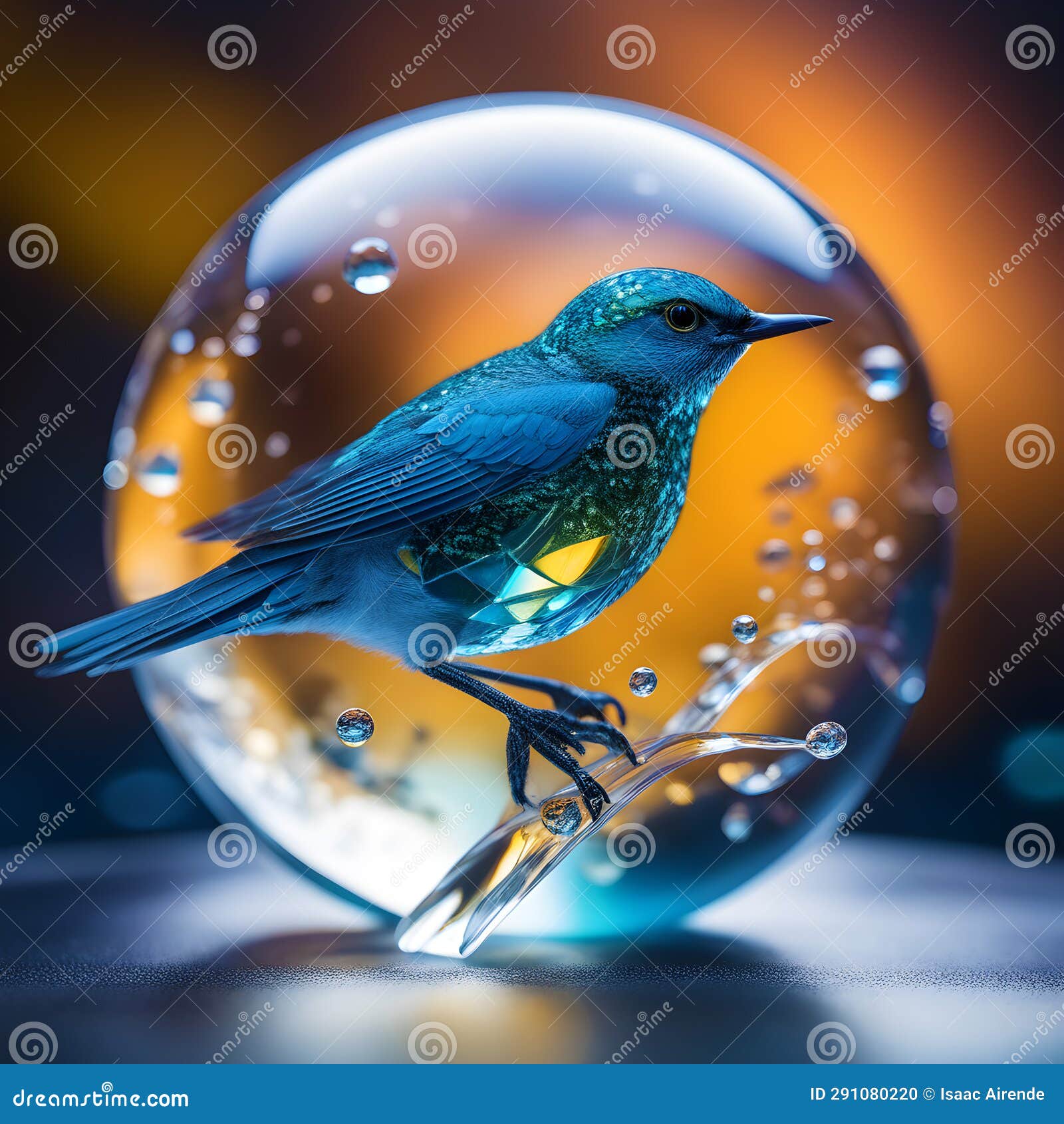 Transparent Magic Sphere with a Bird Macro Generated by Ai Stock ...