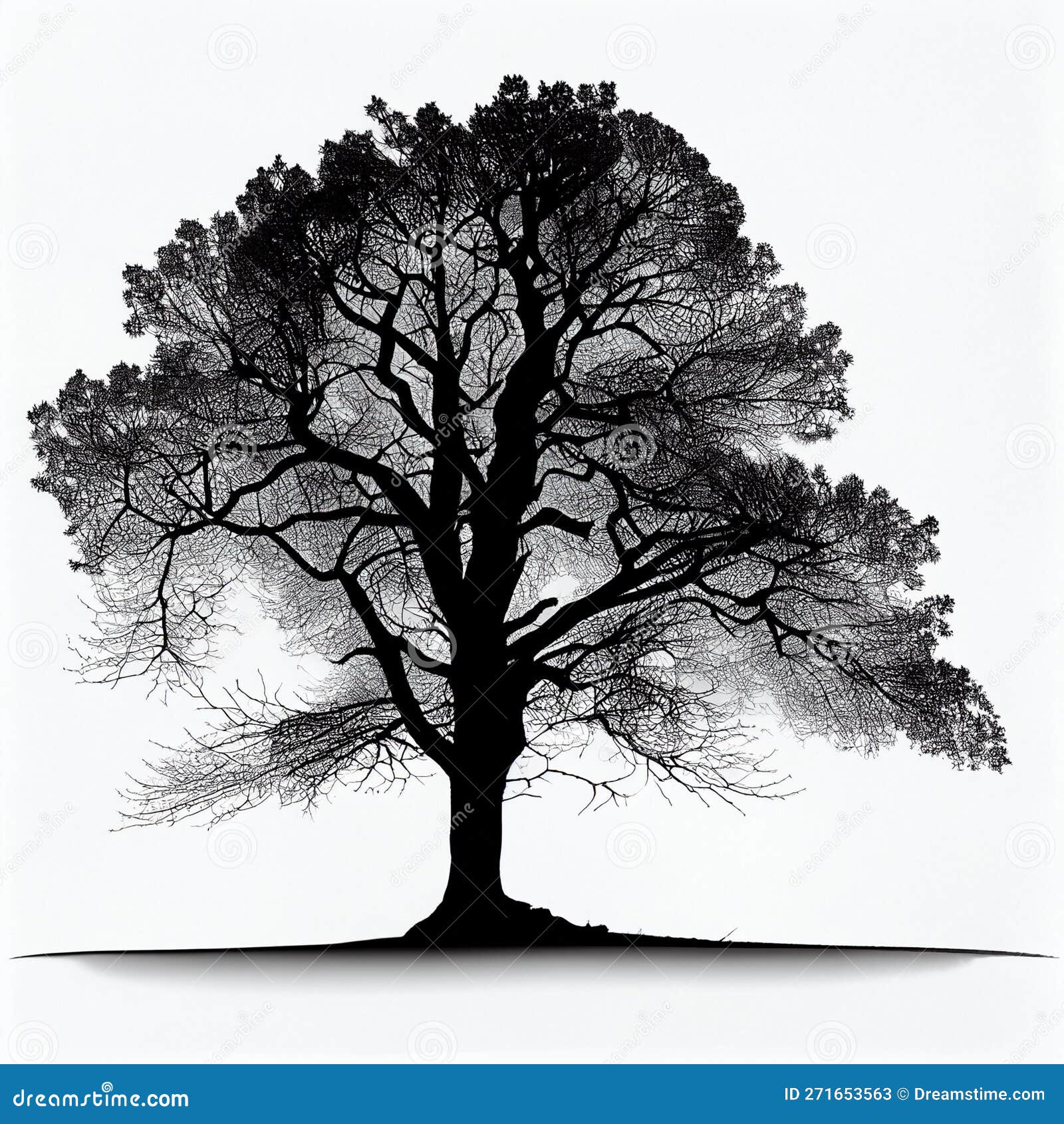 Sycamore Tree Silhouette, Made with Generative AI Stock Illustration ...