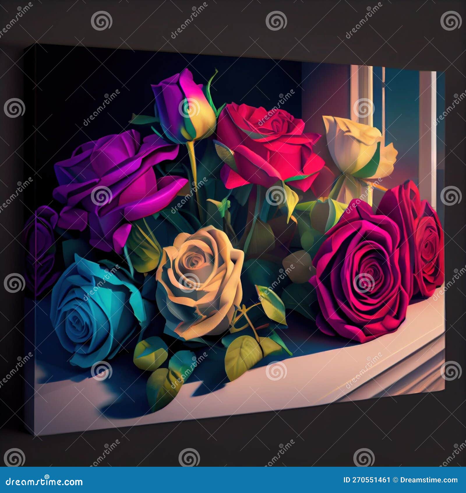 Luxuriant Rose Garden on Windowsill, Made with Generative AI Stock ...