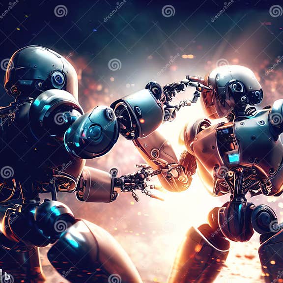 AI Generated Image of the Fight of the Robots Stock Illustration ...