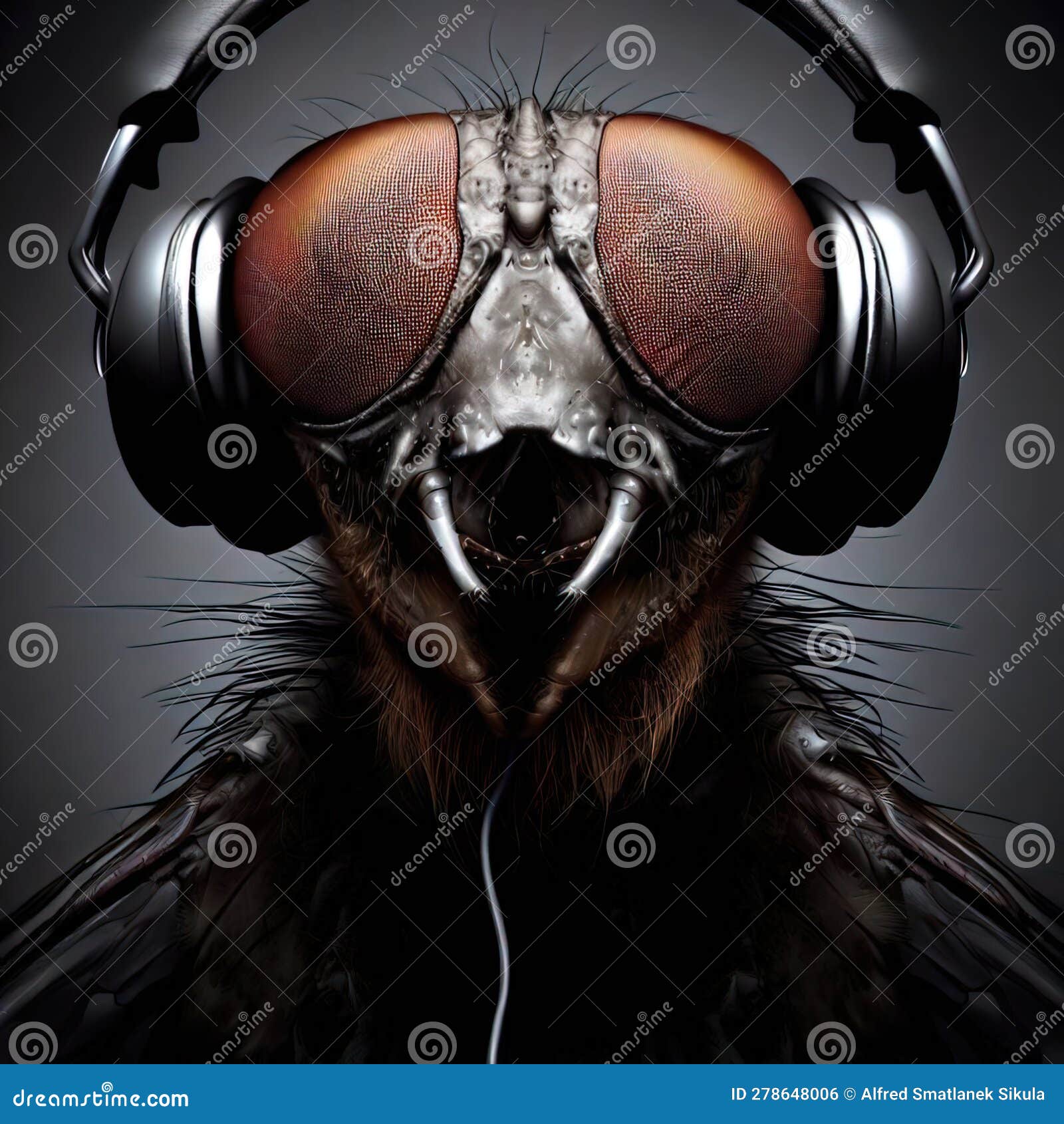 AI Generated Image of a Fly with Headphones on Stock Illustration ...