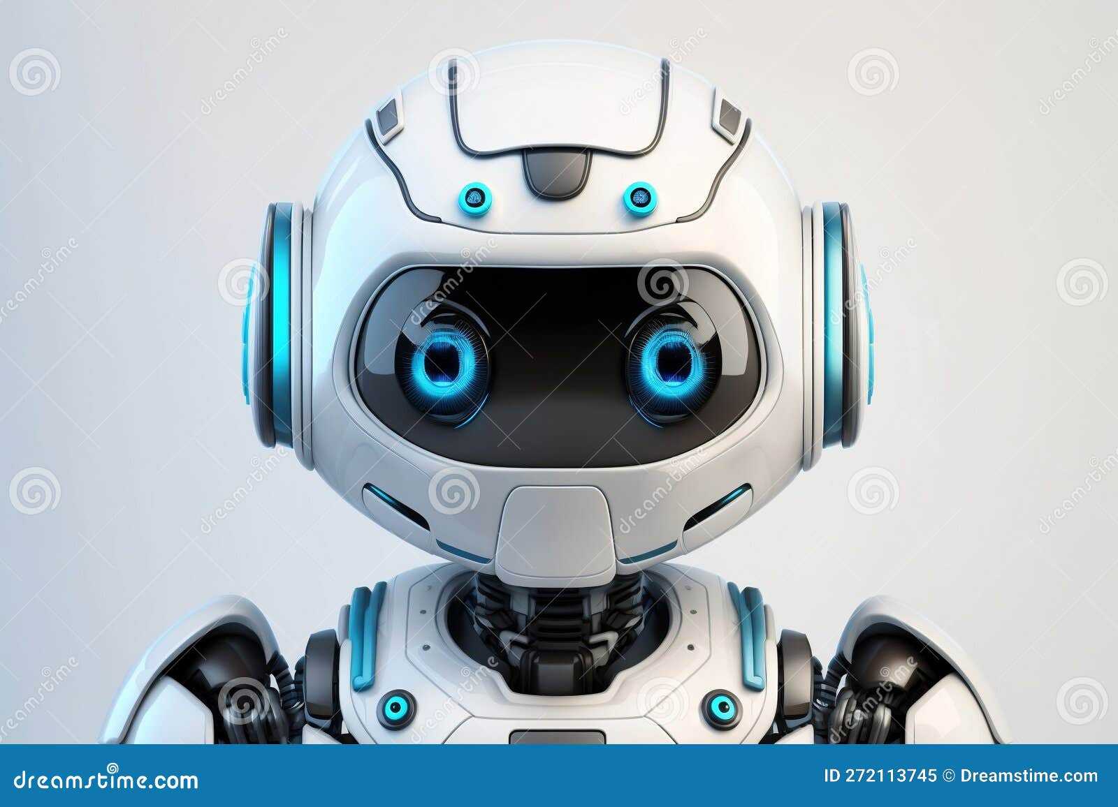 Friendly Chat Bot Close Up Portrait Isolated Stock Illustration ...