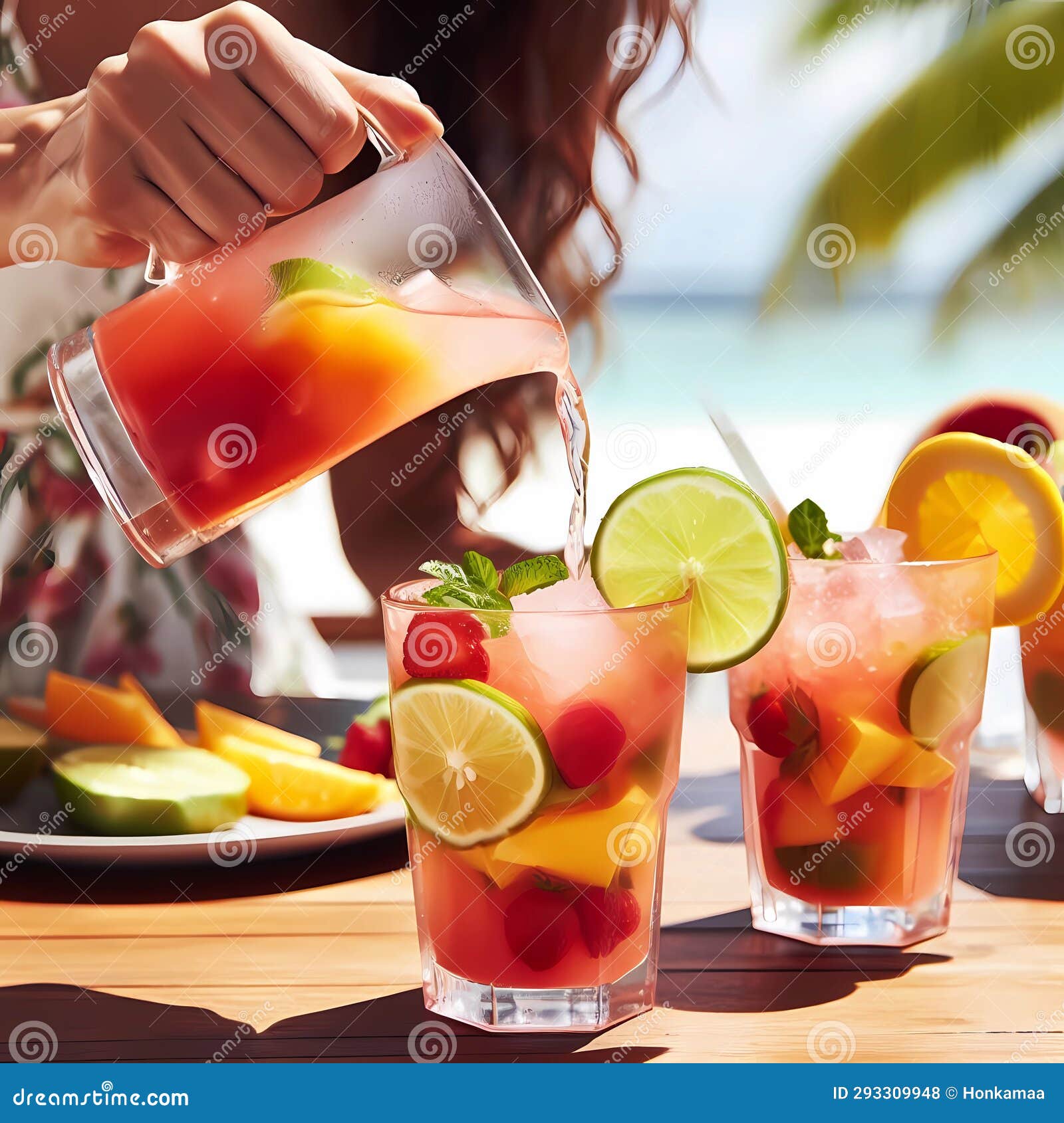 Fruity refreshments stock illustration. Illustration of lemon - 293309948