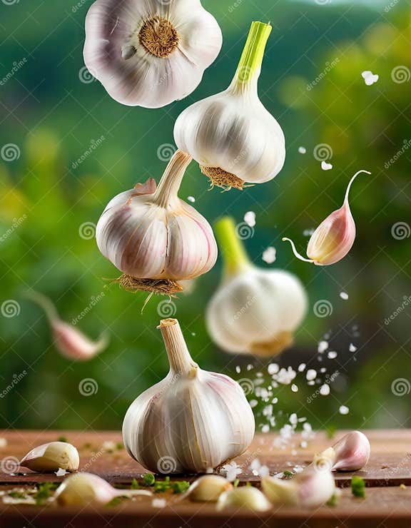 Garlic bulbs falling down stock illustration. Illustration of harvest ...