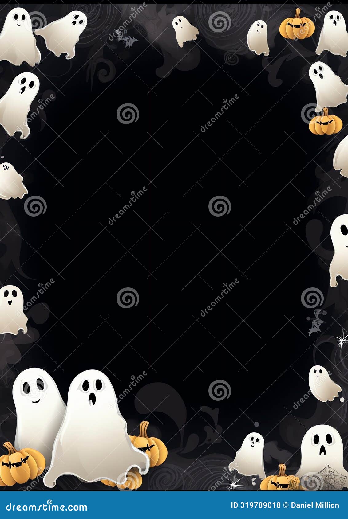 Ghost Candy Halloween Frame Border Stock Illustration - Illustration of ...