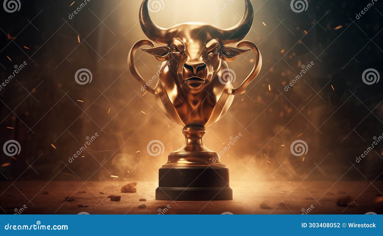 AI Generated Image of a Golden Bull Trophy Stock Illustration ...