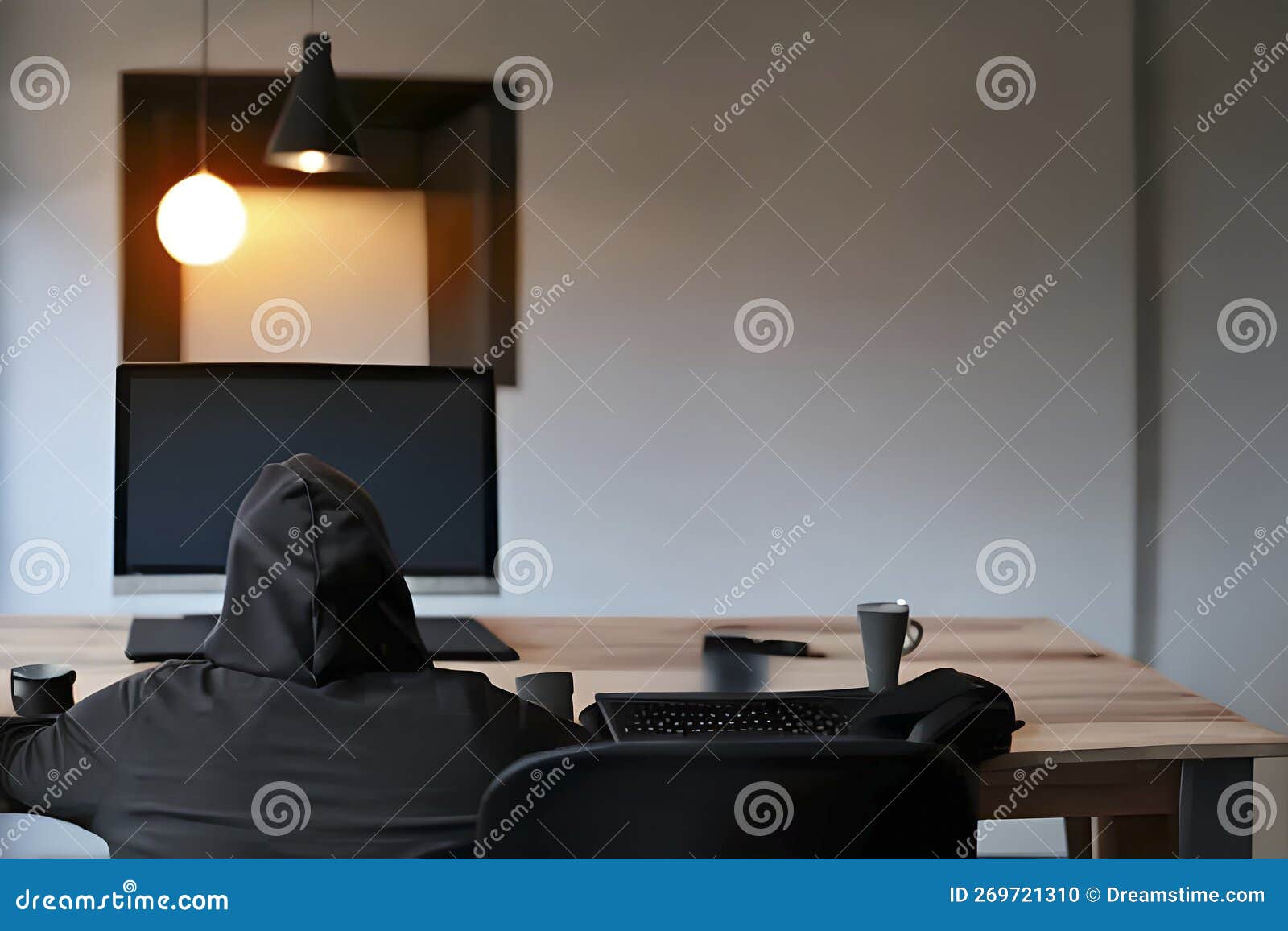 A hacker inside a room stock illustration. Illustration of hijack ...