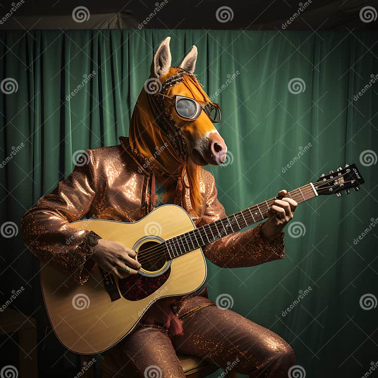 AI-Generated Image of a Horse Playing Guitar Stock Illustration ... AI-Generated Image of a Horse Playing Guitar Stock Illustration ...