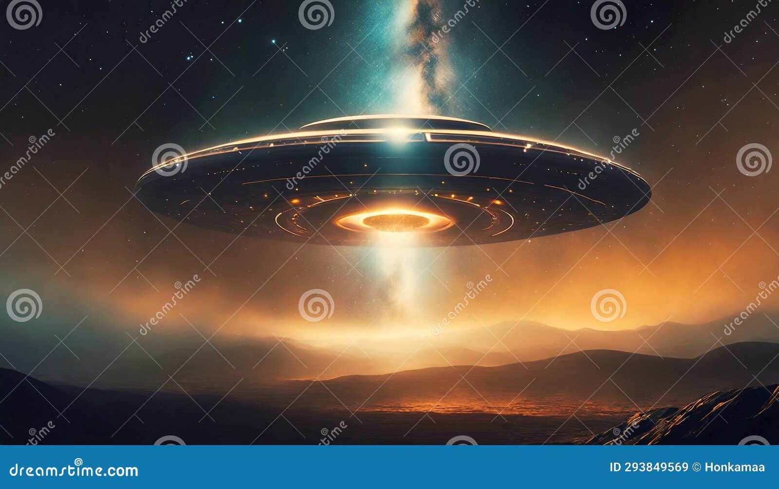 A giant hovering UFO stock illustration. Illustration of cosmos - 293849569