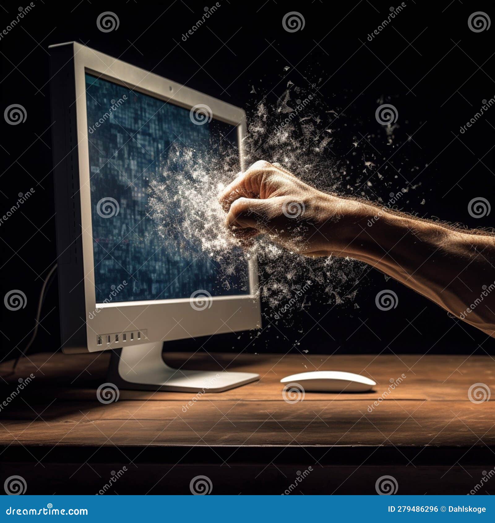 Hand Disappearing into Computer Screen Stock Illustration ...
